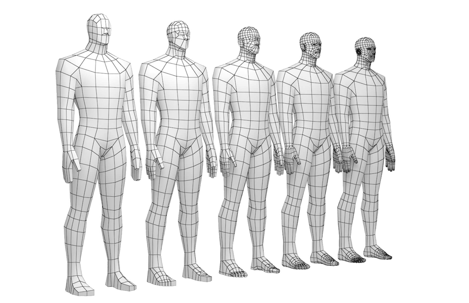 Hero Male in Rest Pose in 5 Topologies - 3D Model by Valerii-Kaliuzhnyi