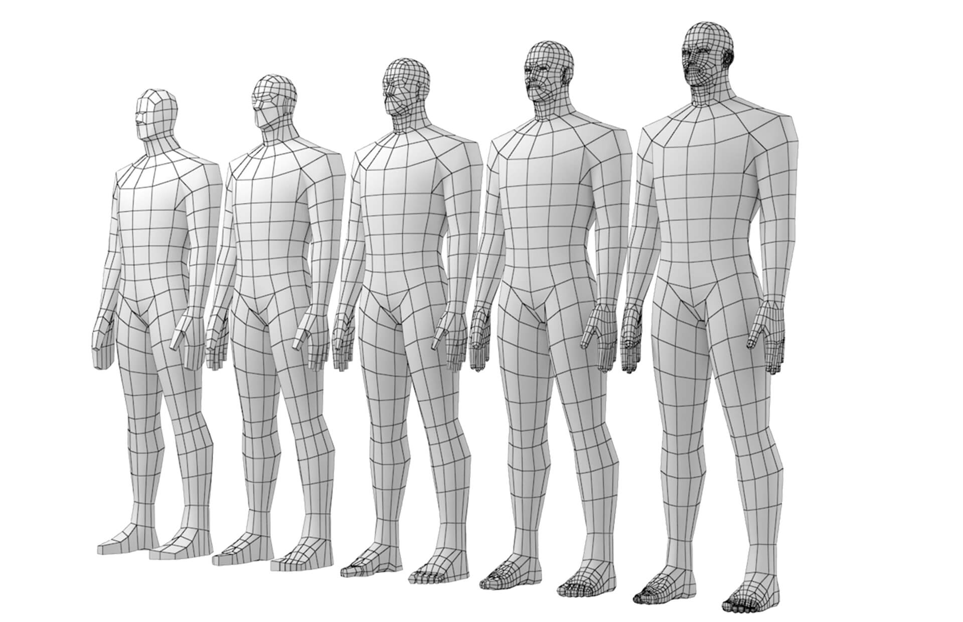 Hero Male in Rest Pose in 5 Topologies - 3D Model by Valerii-Kaliuzhnyi