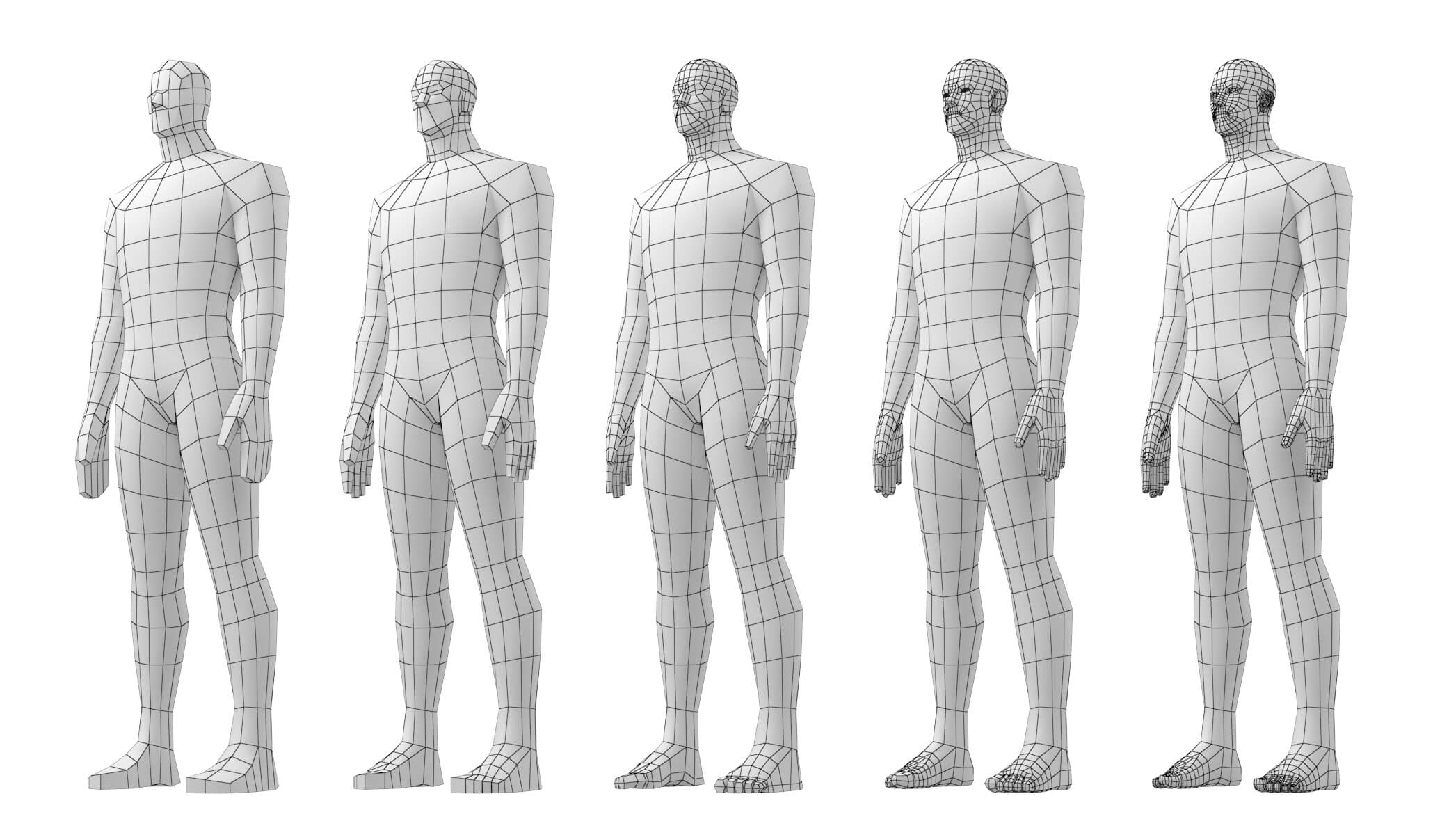 Hero Male in Rest Pose in 5 Topologies - 3D Model by Valerii-Kaliuzhnyi