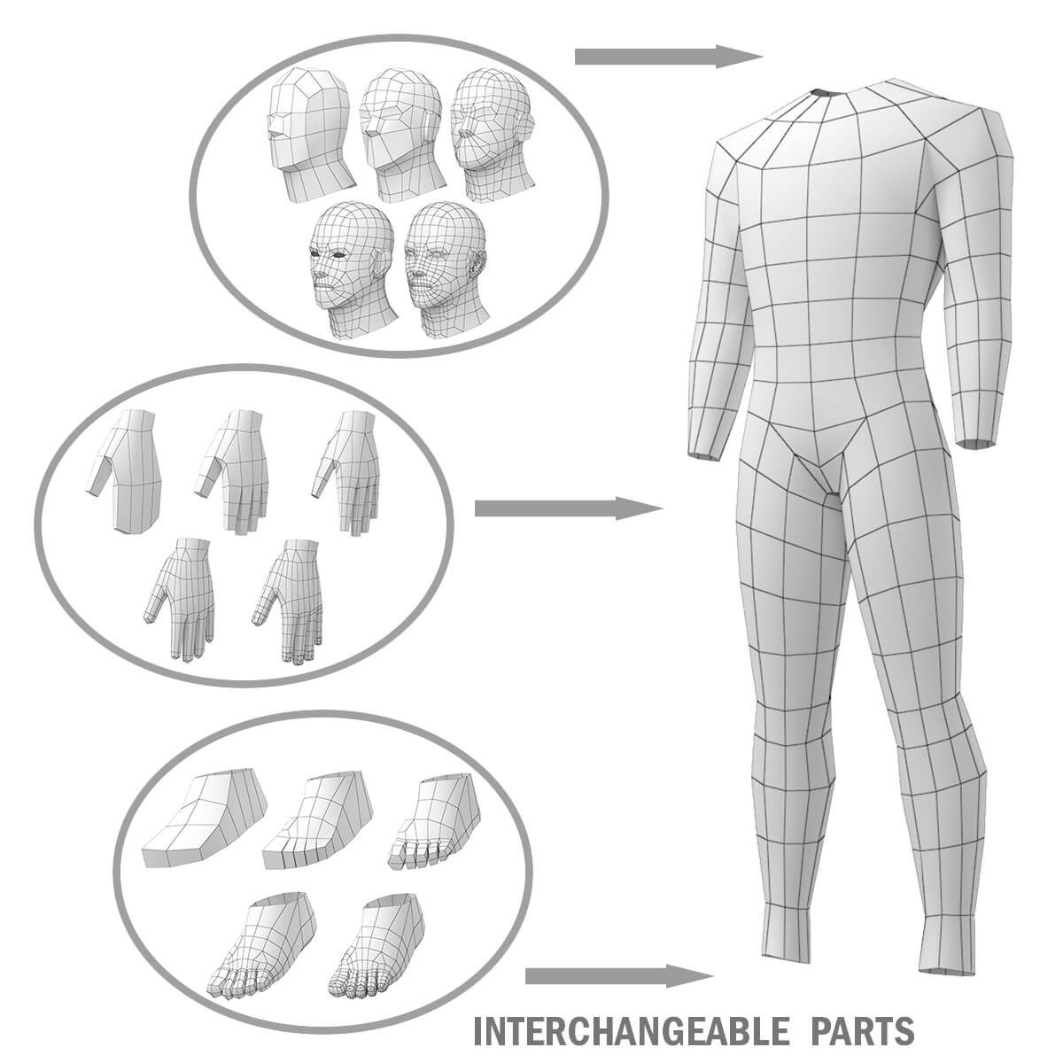 Hero Male in Rest Pose in 5 Topologies - 3D Model by Valerii-Kaliuzhnyi