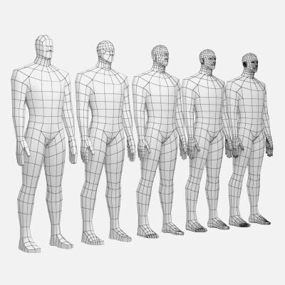 Hero Male in Rest Pose in 5 Topologies - 3D Model by Valerii-Kaliuzhnyi