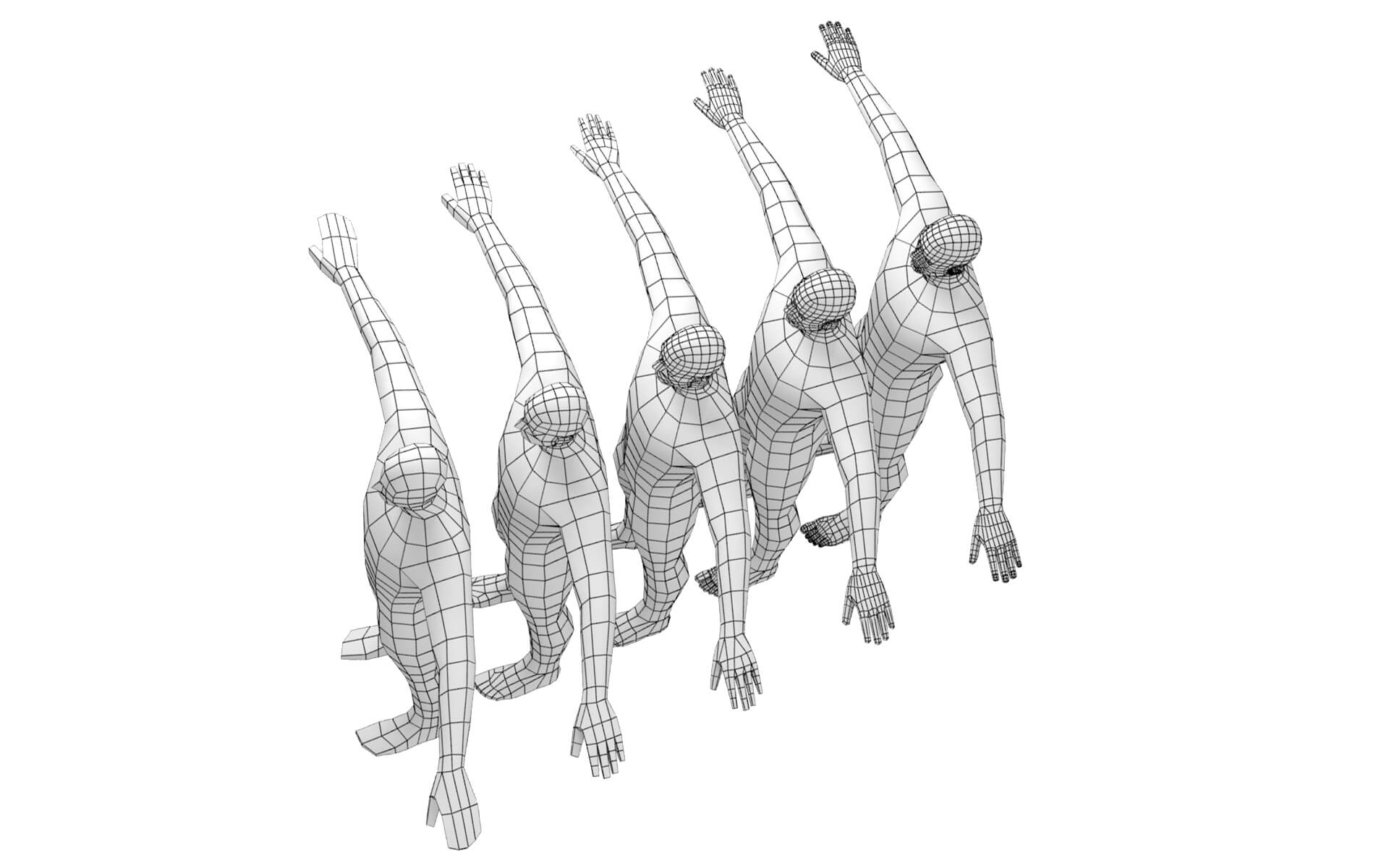 Hero Male in T-Pose in 5 Topologies 3D Model by Valerii-Kaliuzhnyi
