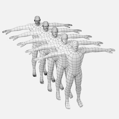 Natural Male in T-Pose in 5 Topologies 3D Model by Valerii-Kaliuzhnyi