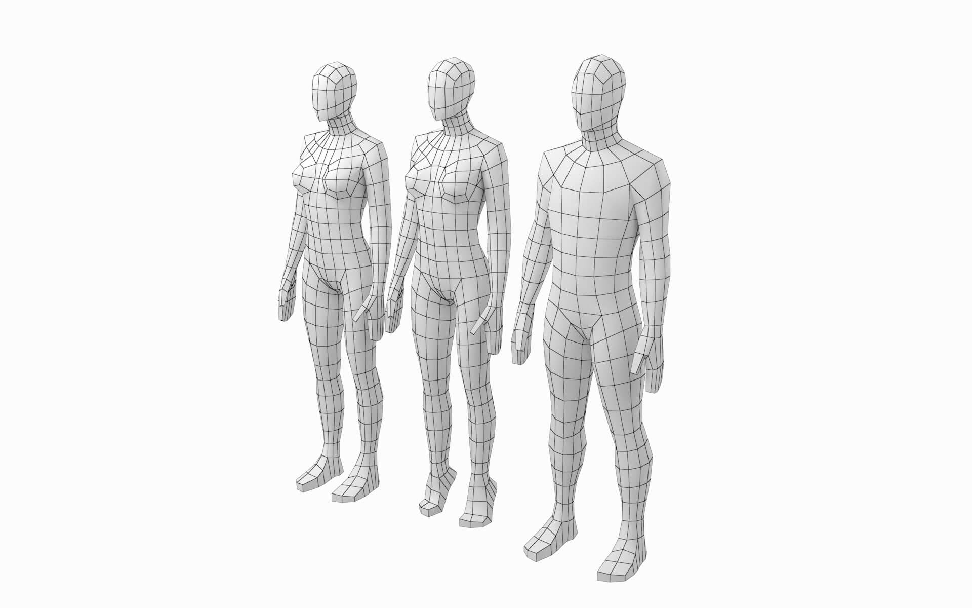 Natural Female and Male Base Mesh in Rest Pose - 3D Model by Valerii-Kaliuzhnyi