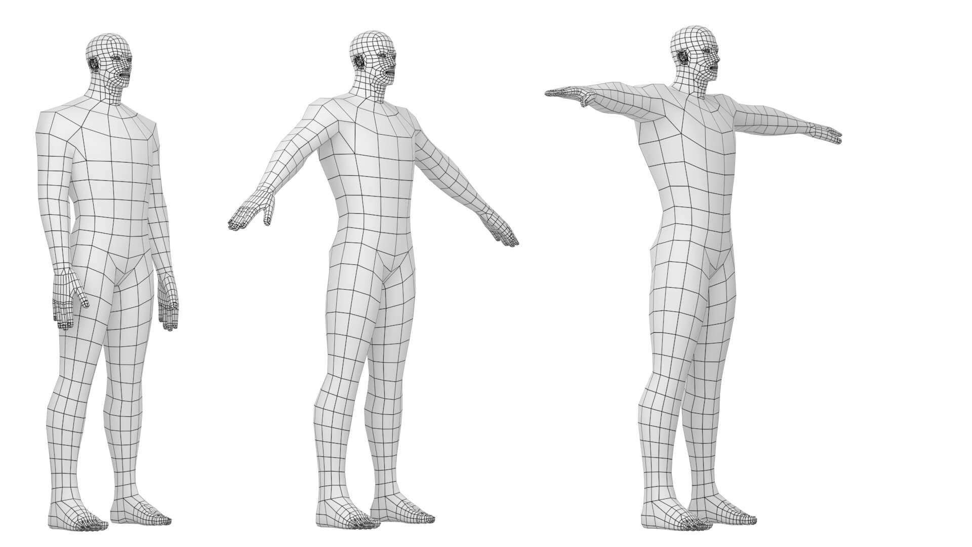 Male Hero in Three Poses Base Mesh - 3D Model by Valerii-Kaliuzhnyi