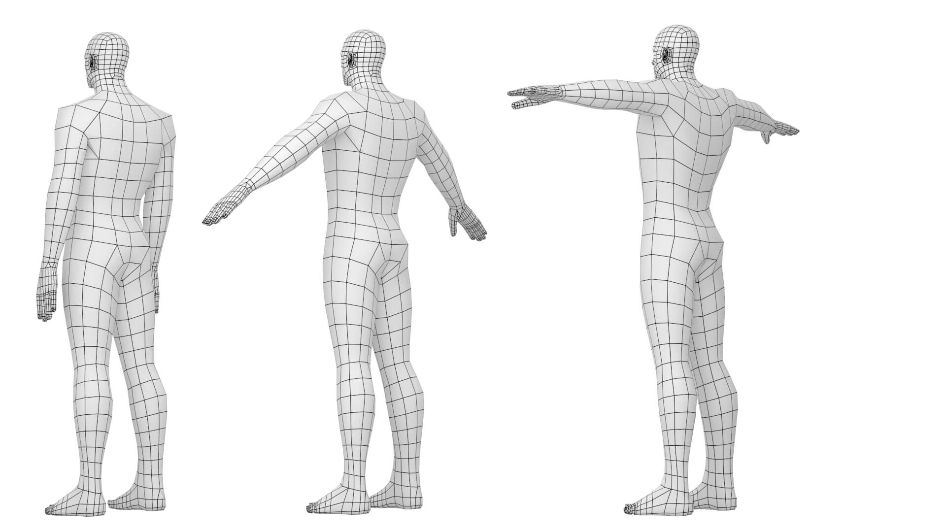 Male Hero in Three Poses Base Mesh - 3D Model by Valerii-Kaliuzhnyi