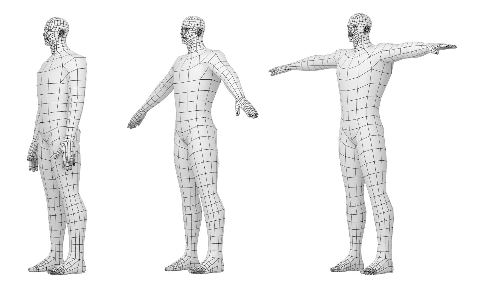 Male Hero in Three Poses Base Mesh - 3D Model by Valerii-Kaliuzhnyi