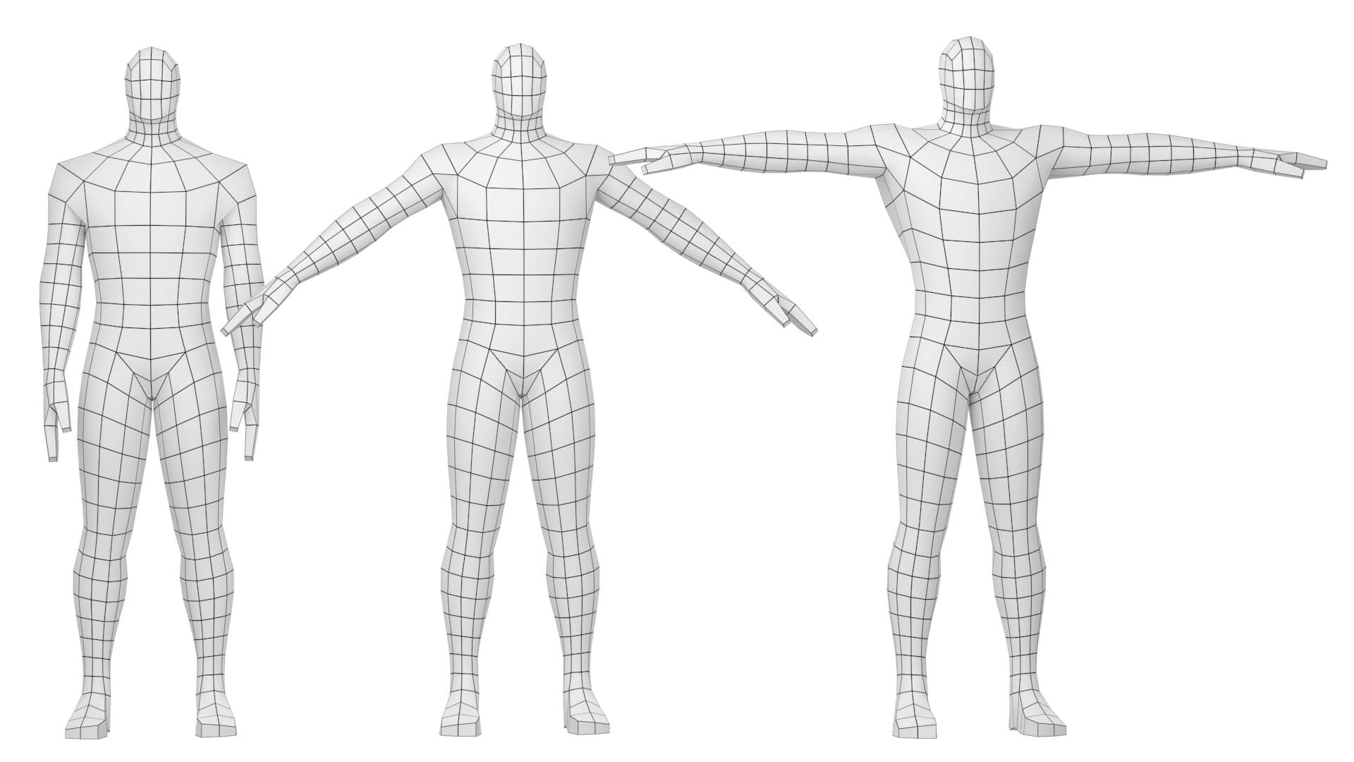 Male Hero in Three Poses Base Mesh - 3D Model by Valerii-Kaliuzhnyi