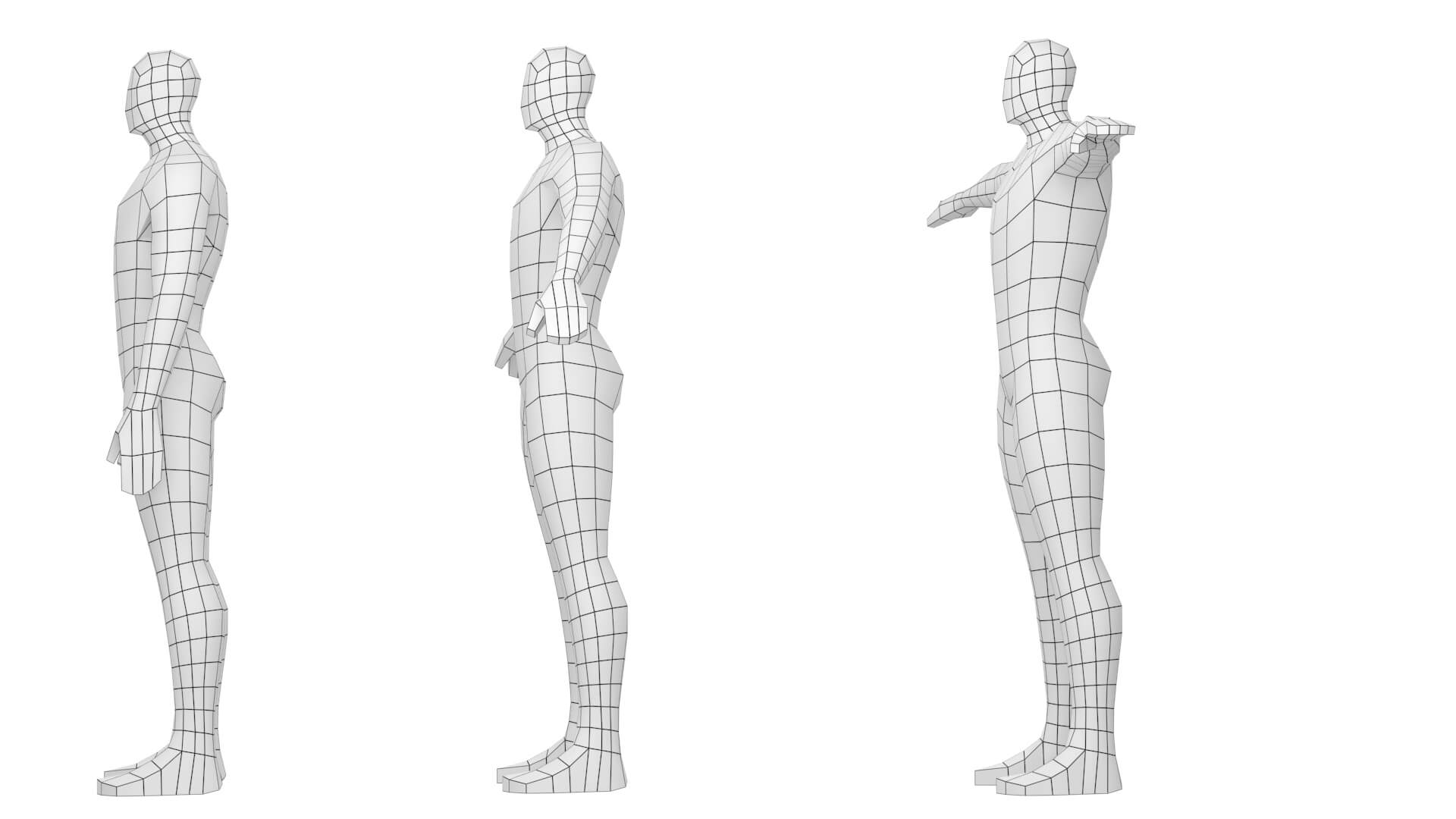 Male Hero in Three Poses Base Mesh - 3D Model by Valerii-Kaliuzhnyi