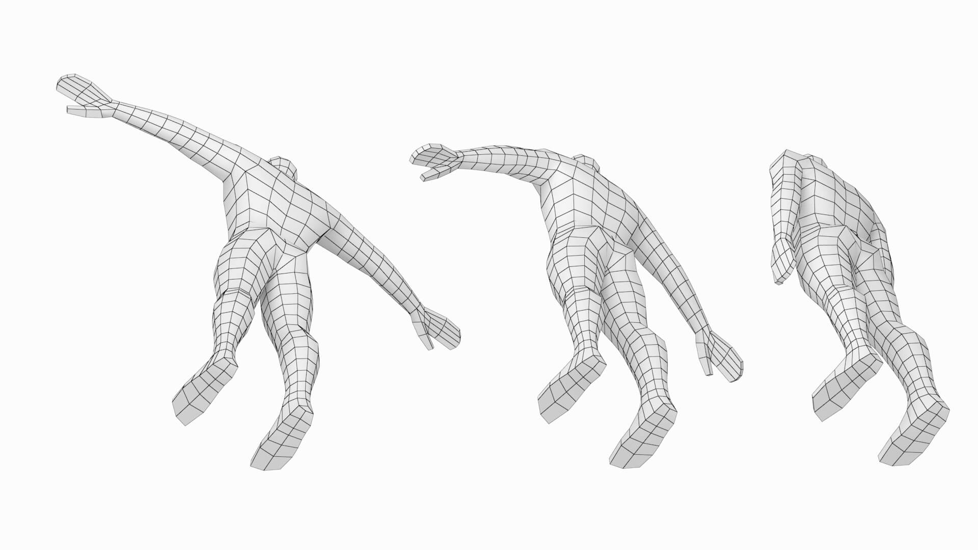 Male Hero in Three Poses Base Mesh - 3D Model by Valerii-Kaliuzhnyi