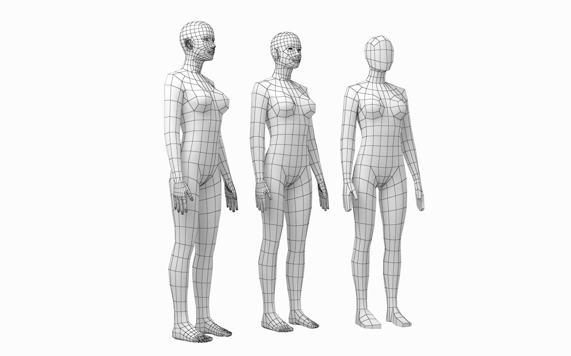 Natural Female and Male in Rest Pose Base Mesh Bundle - 3D Model by ...