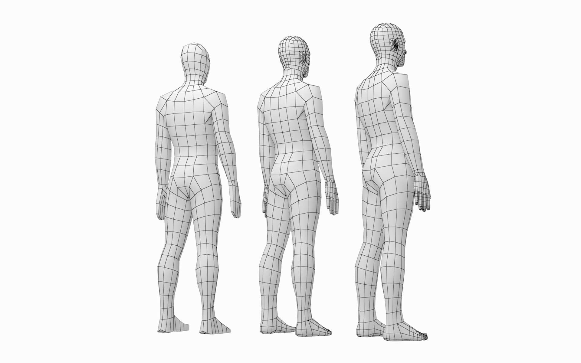 Natural Female and Male in Rest Pose Base Mesh Bundle - 3D Model by ...