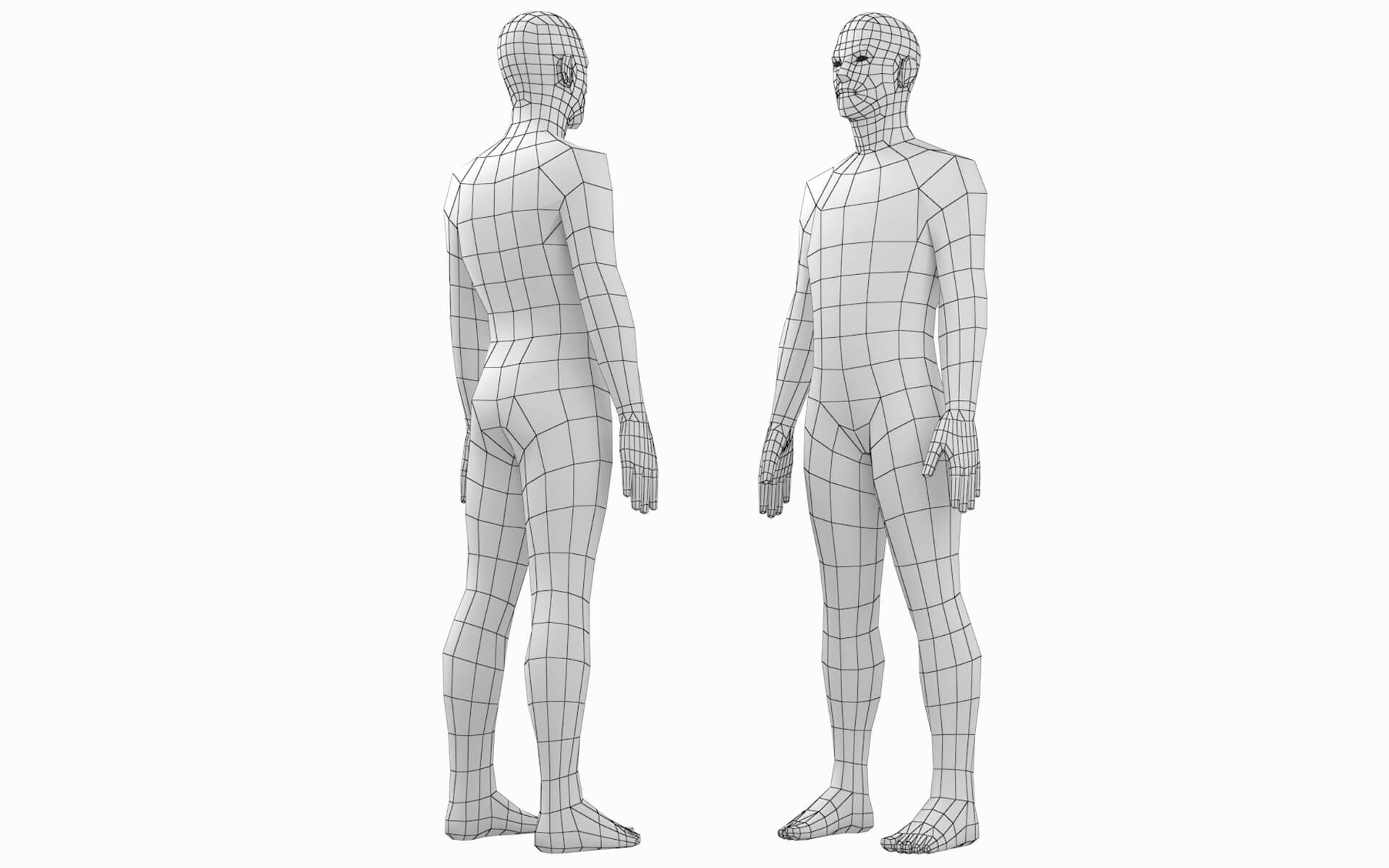 Natural Female and Male in Rest Pose Base Mesh Bundle - 3D Model by ...