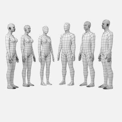 Natural Female and Male in Rest Pose Base Mesh Bundle - 3D Model by ...