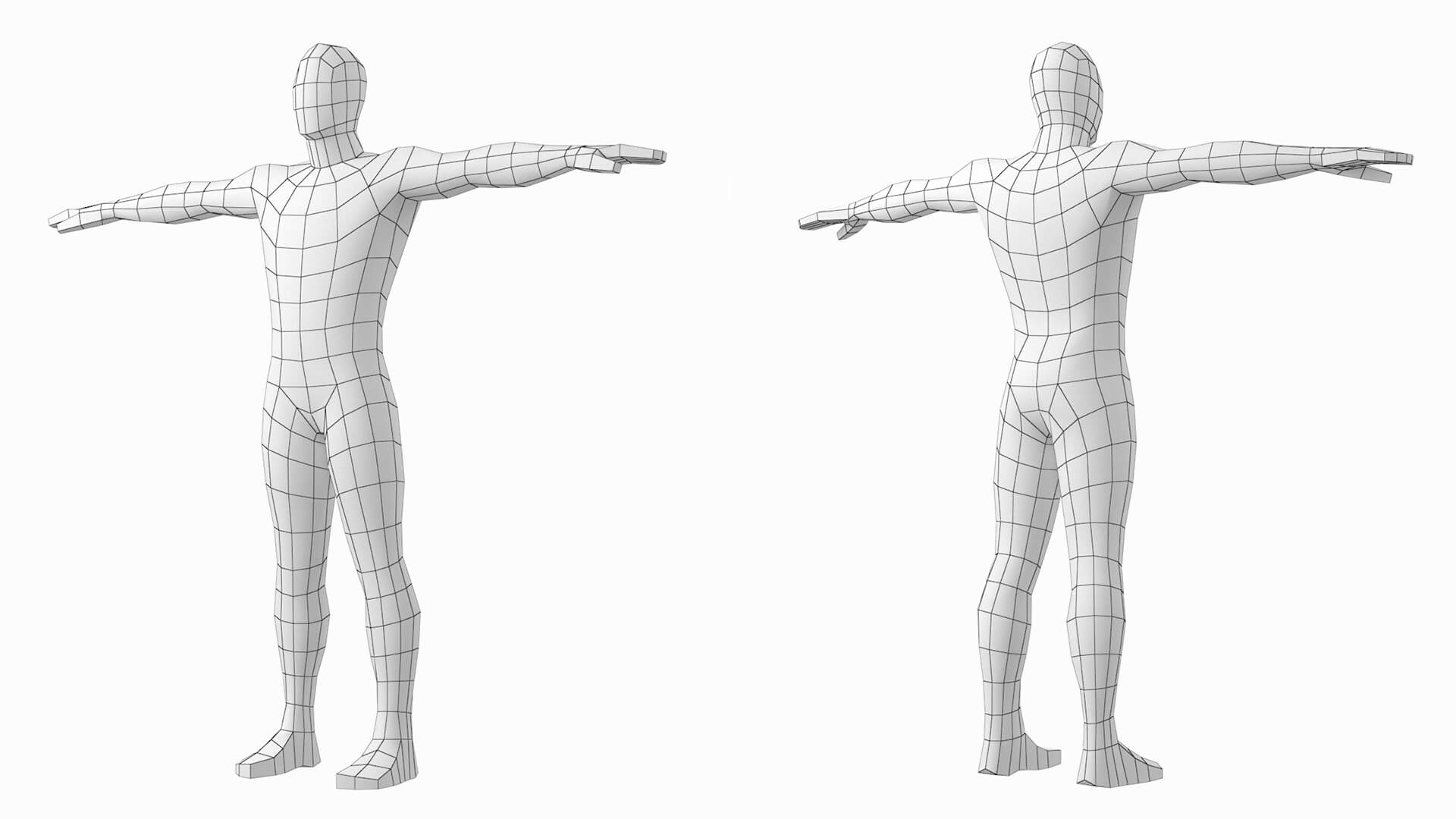 Natural Female and Male in T-Pose Base Mesh 3D Model by Valerii-Kaliuzhnyi