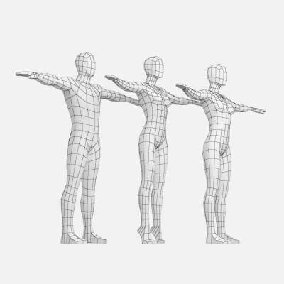Natural Female and Male in T-Pose Base Mesh 3D Model by Valerii-Kaliuzhnyi