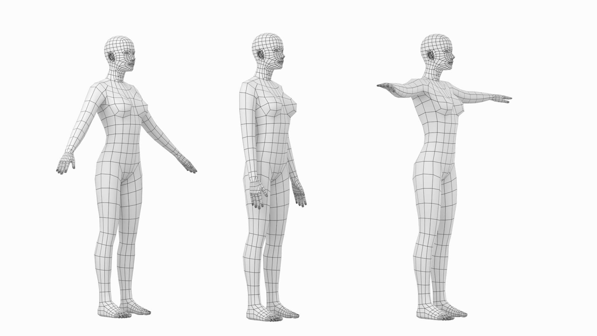 Natural Female in 3 Modeling Poses Base Mesh - 3D Model by Valerii ...