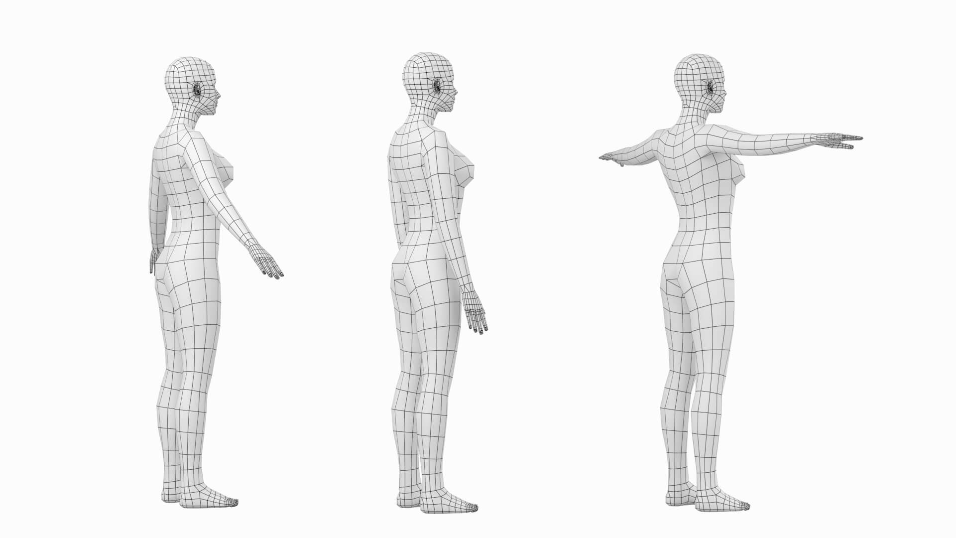 Natural Female in 3 Modeling Poses Base Mesh - 3D Model by Valerii ...