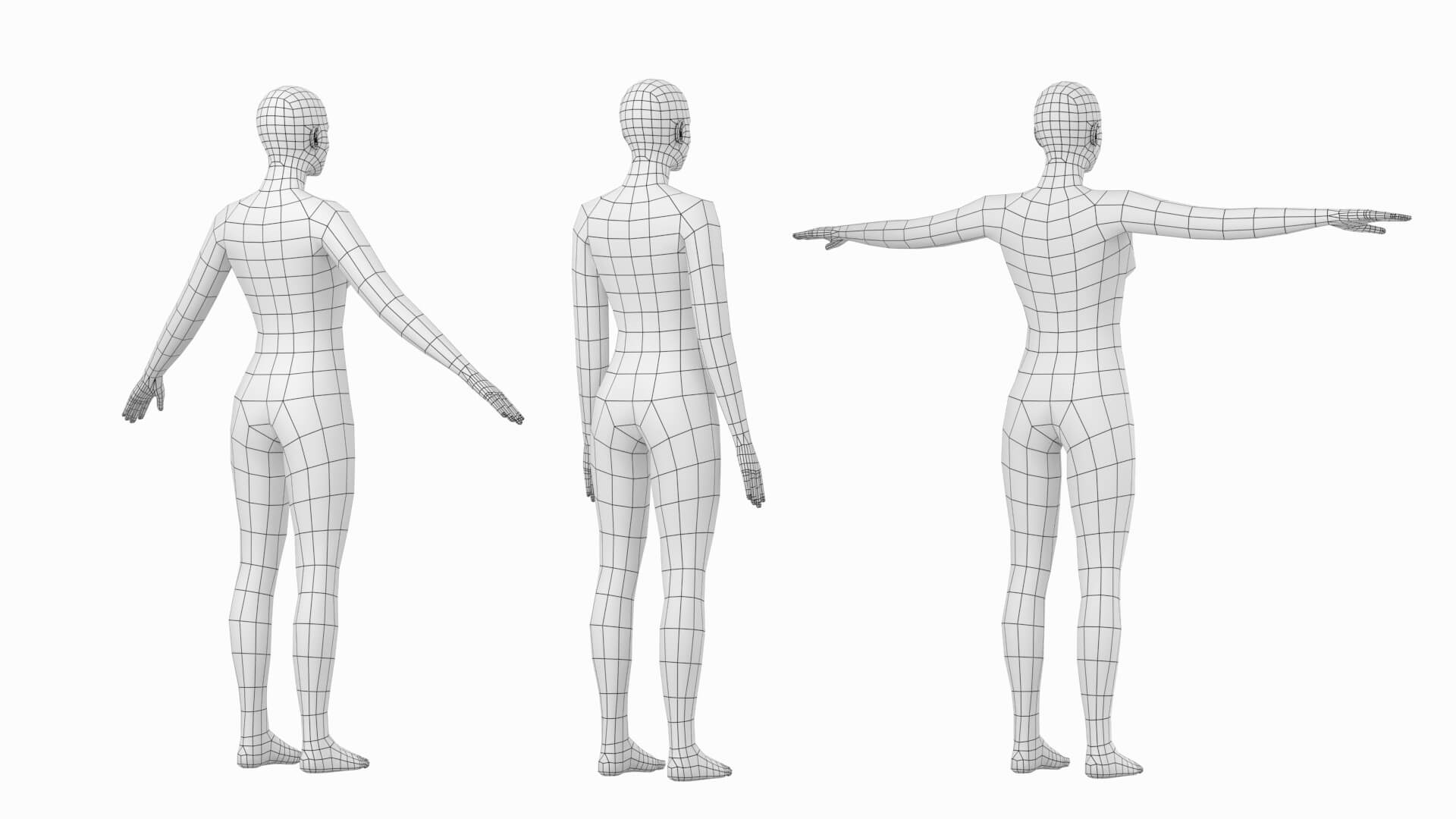 Natural Female in 3 Modeling Poses Base Mesh - 3D Model by Valerii ...