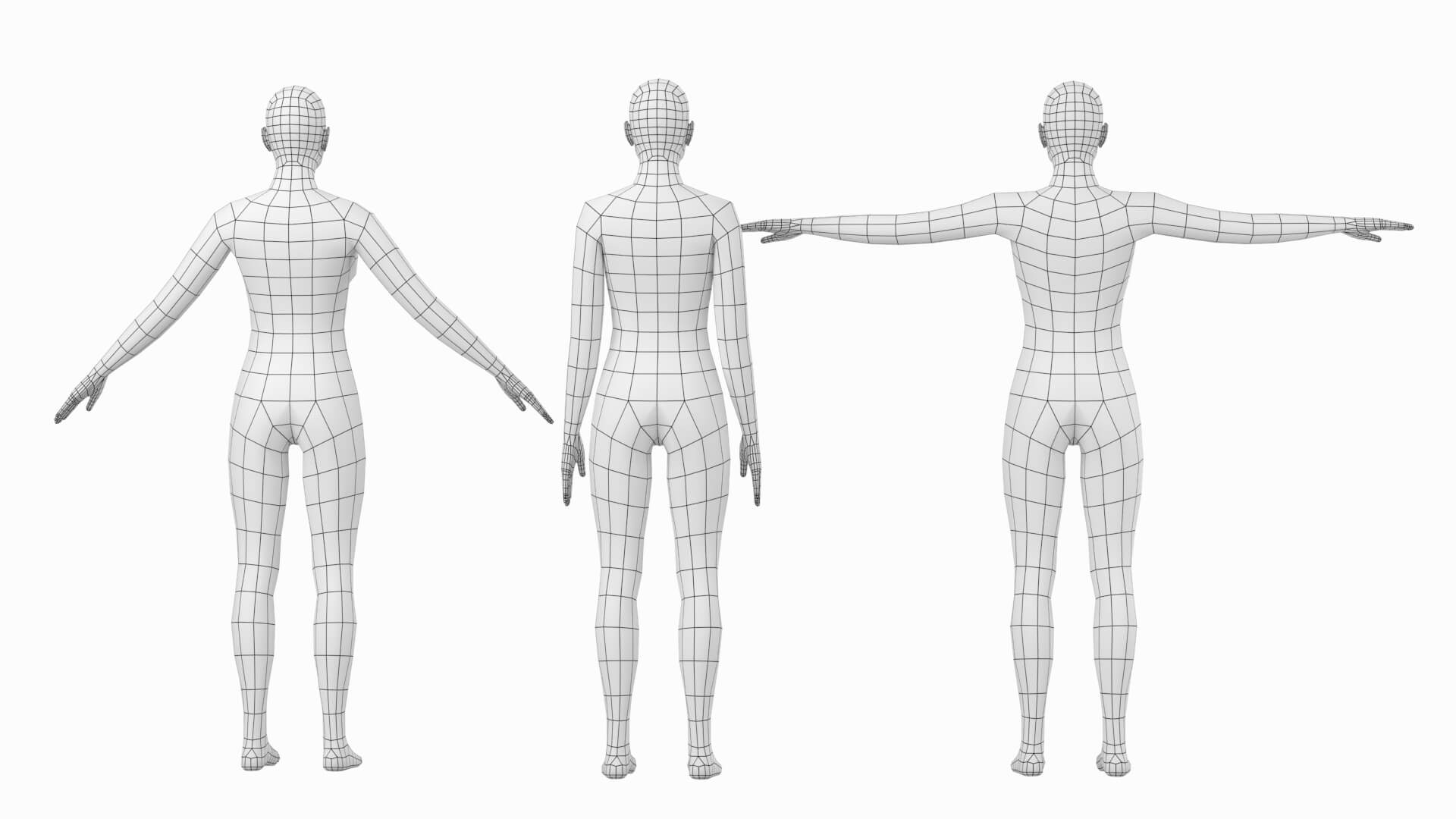 Natural Female in 3 Modeling Poses Base Mesh - 3D Model by Valerii ...