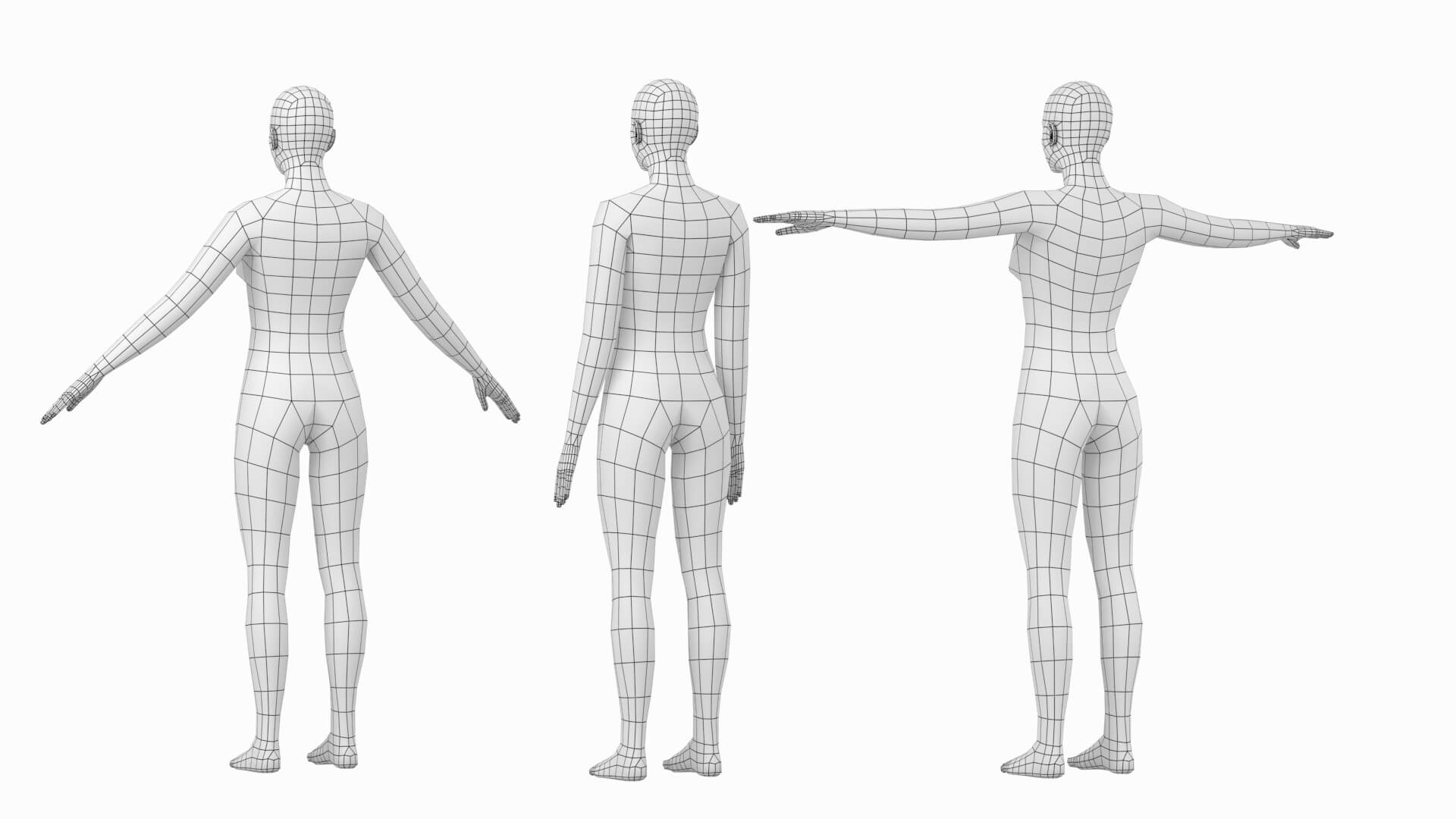 Natural Female in 3 Modeling Poses Base Mesh - 3D Model by Valerii ...