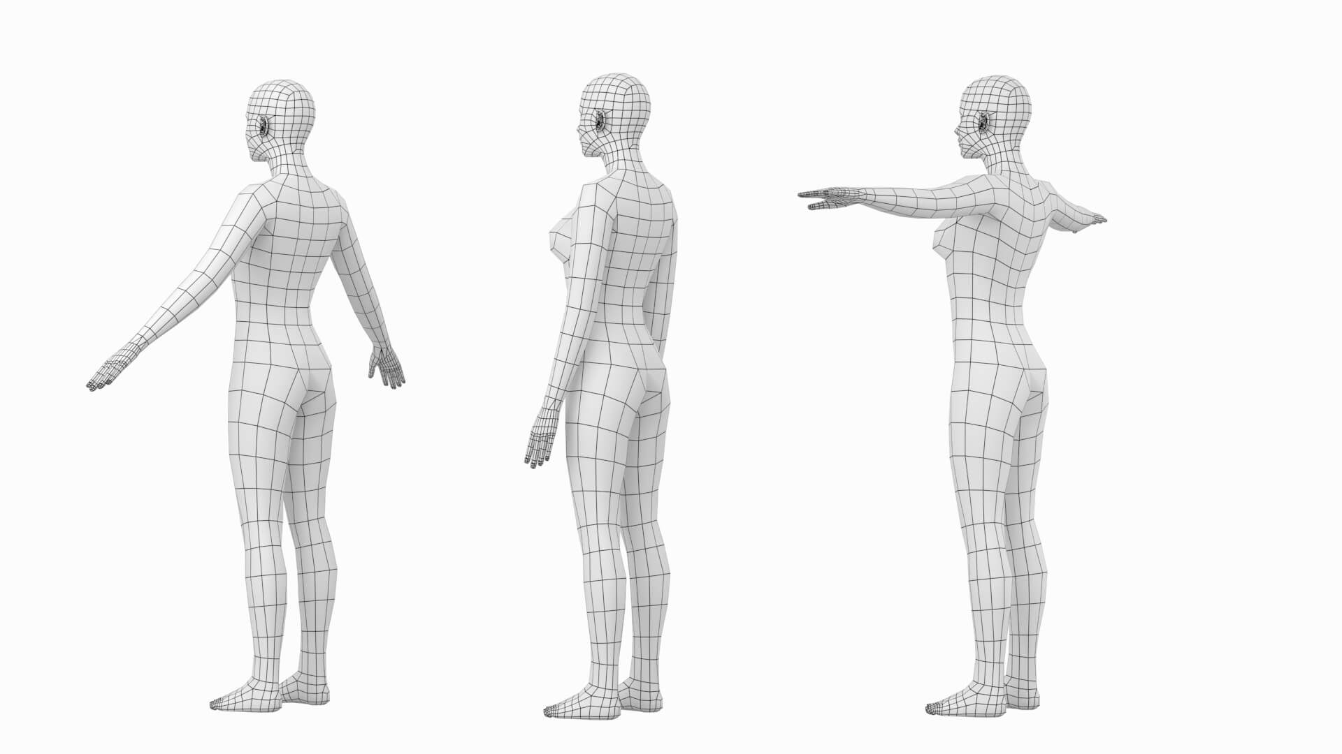 Natural Female in 3 Modeling Poses Base Mesh - 3D Model by Valerii ...