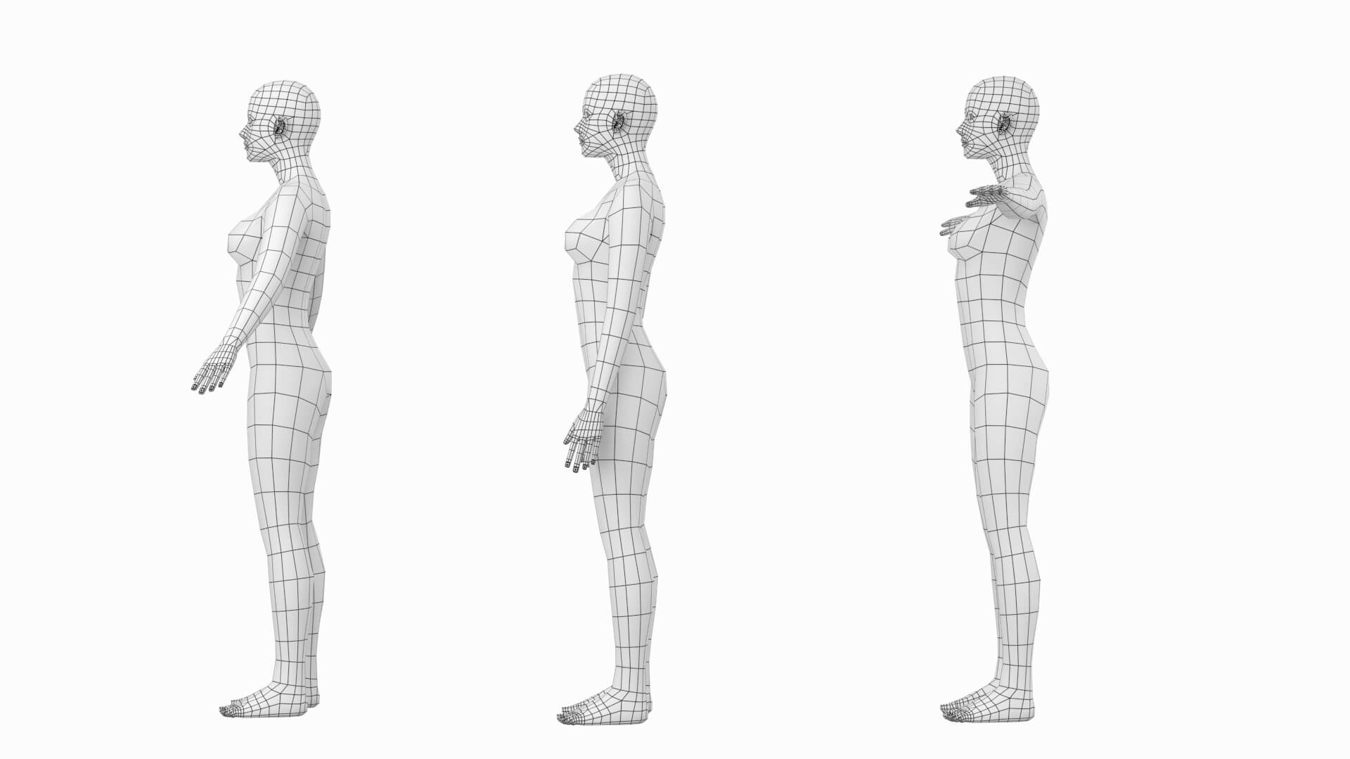 Natural Female in 3 Modeling Poses Base Mesh - 3D Model by Valerii ...