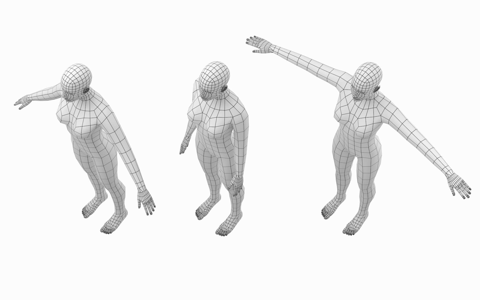 Natural Female in 3 Modeling Poses Base Mesh - 3D Model by Valerii ...