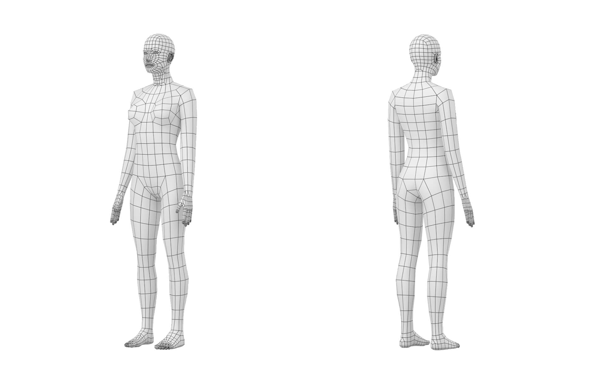 Natural Female in 3 Modeling Poses Base Mesh - 3D Model by Valerii ...