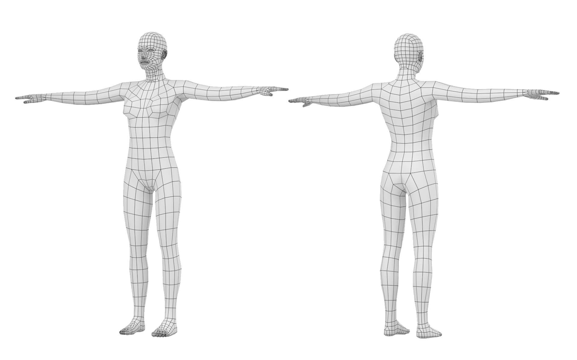 Natural Female in 3 Modeling Poses Base Mesh - 3D Model by Valerii ...