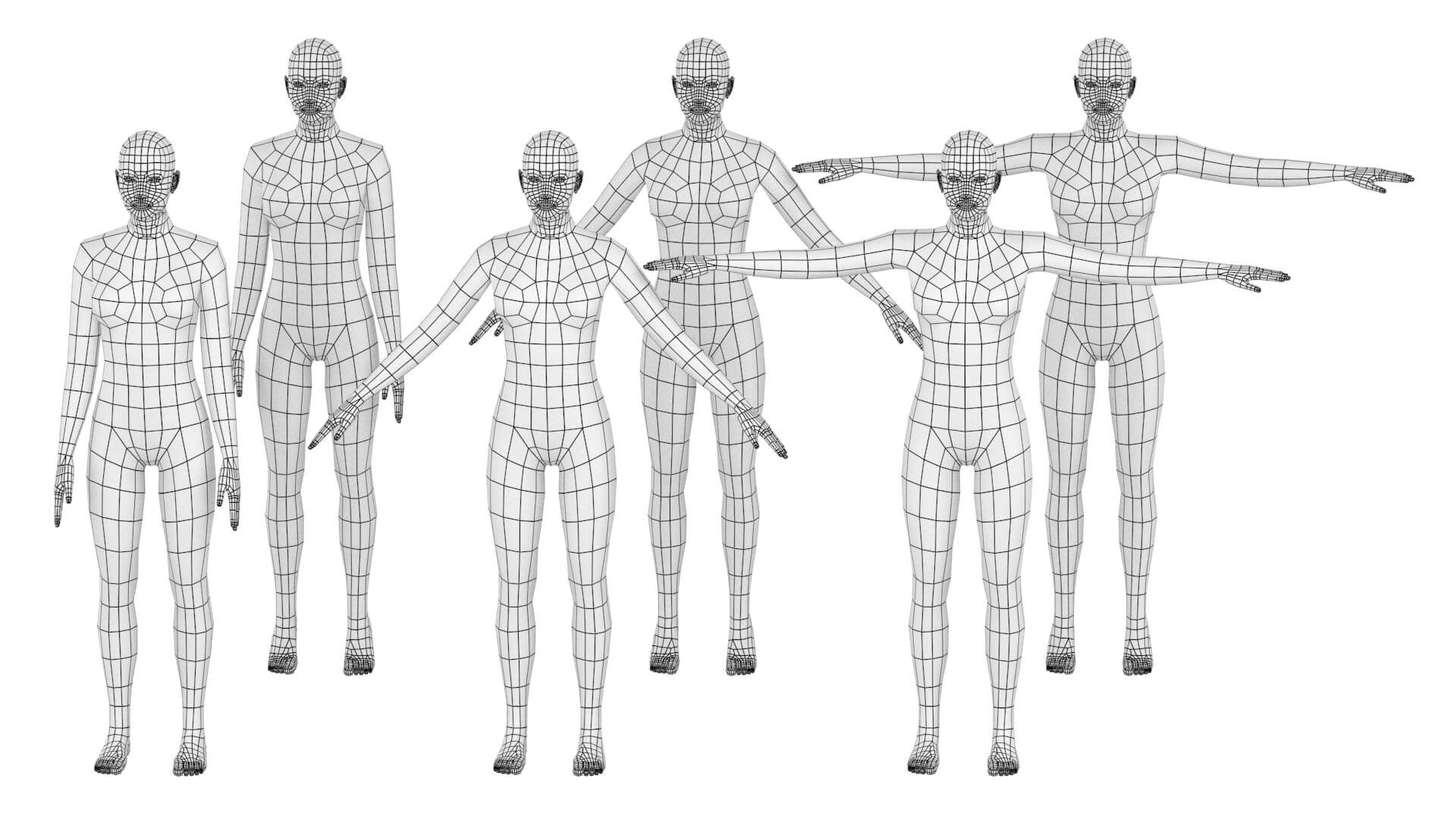 Natural Female in 6 Modeling Poses Collection - 3D Model by Valerii ...