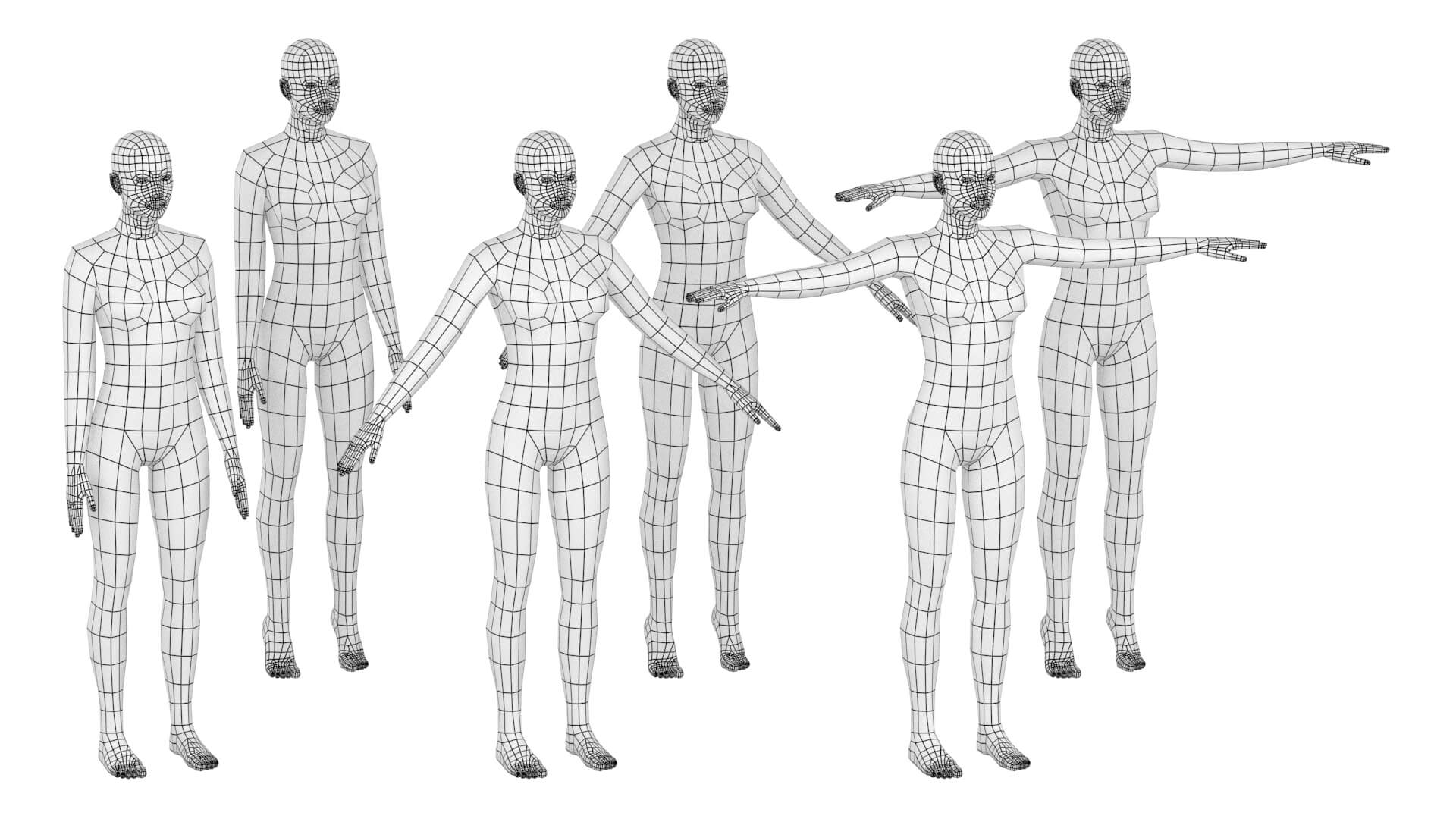 Natural Female in 6 Modeling Poses Collection - 3D Model by Valerii ...