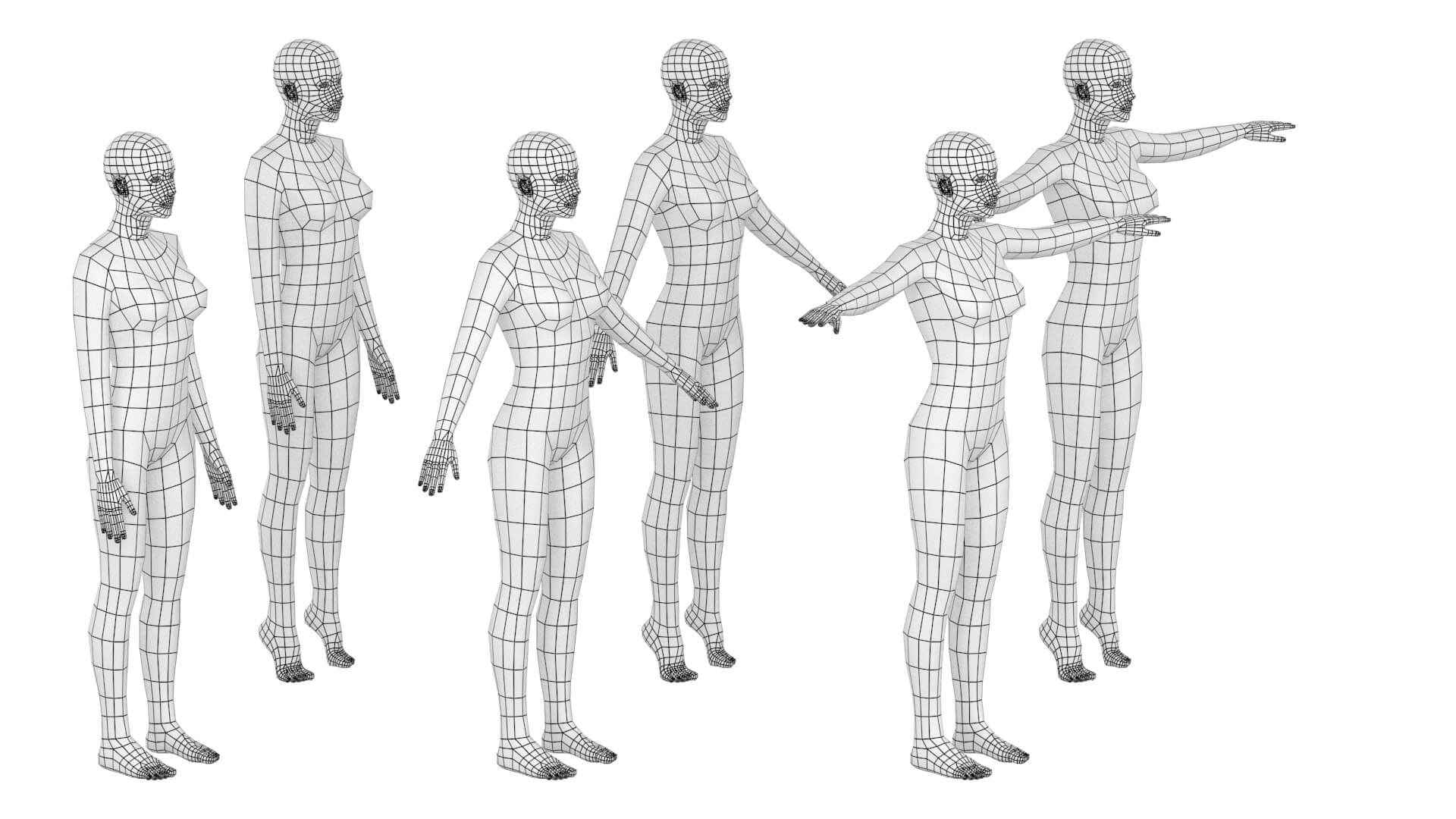 Natural Female in 6 Modeling Poses Collection - 3D Model by Valerii ...