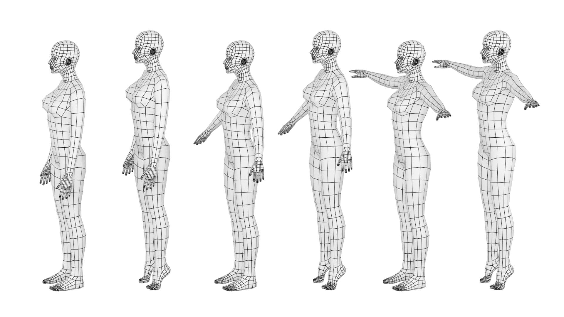 Natural Female in 6 Modeling Poses Collection - 3D Model by Valerii-Kaliuzhnyi