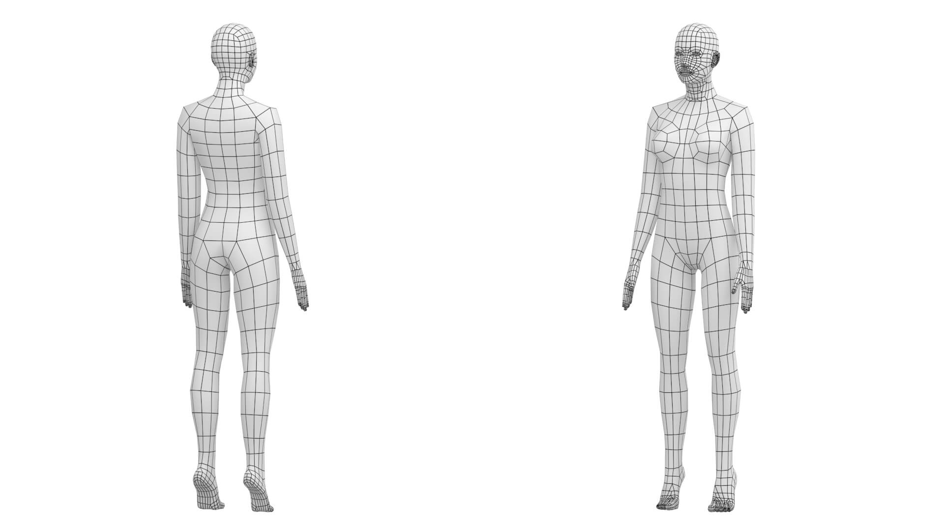 Natural Female in 6 Modeling Poses Collection - 3D Model by Valerii-Kaliuzhnyi