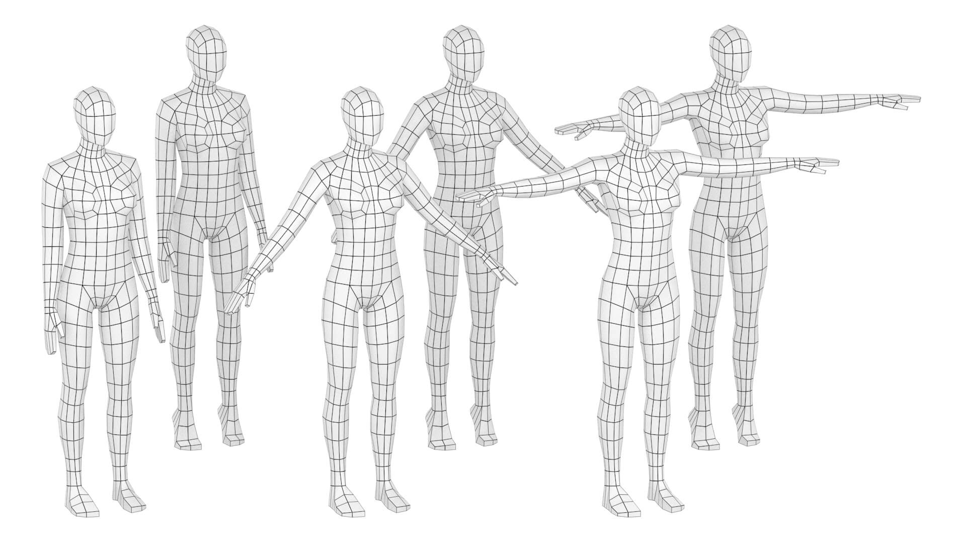 Natural Female in 6 Modeling Poses Collection - 3D Model by Valerii ...