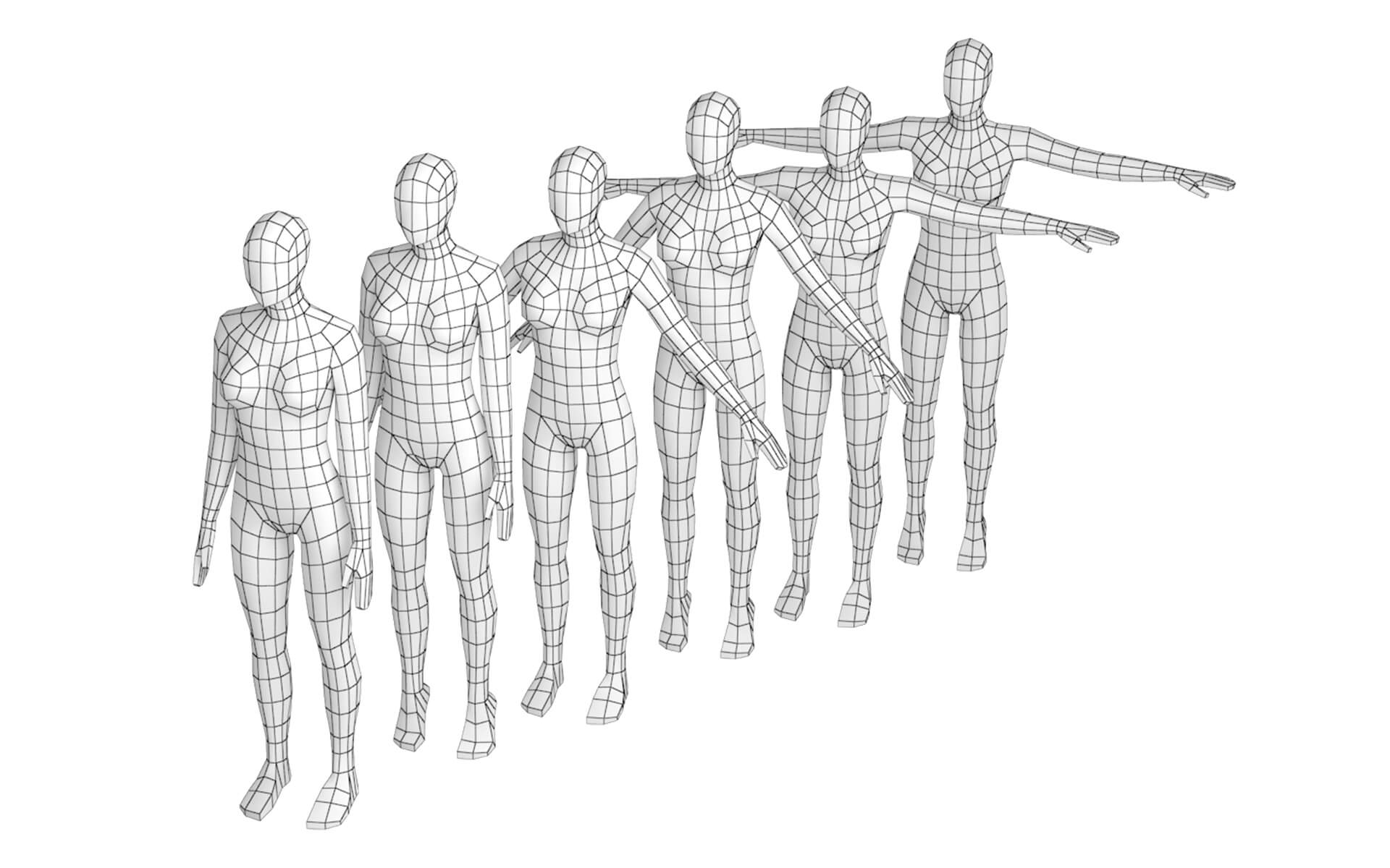 Natural Female in 6 Modeling Poses Collection - 3D Model by Valerii ...