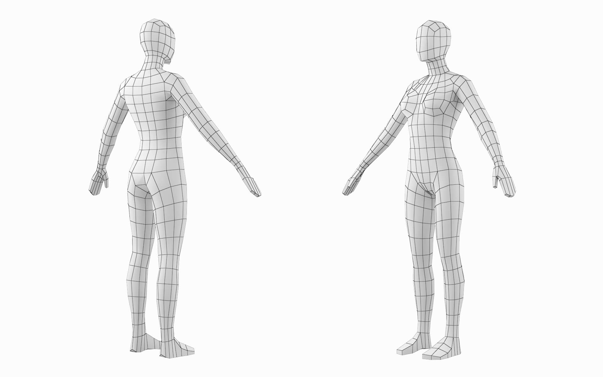 Natural Female in A-Pose Base Mesh 3D Model by Valerii-Kaliuzhnyi