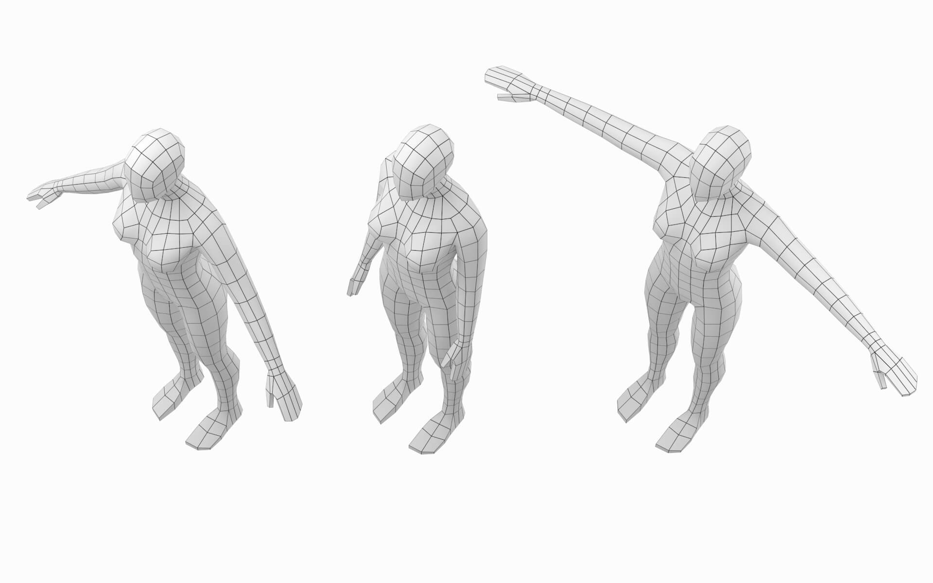 Natural Female in In 3 Modeling Poses Base Mesh - 3D Model by Valerii ...