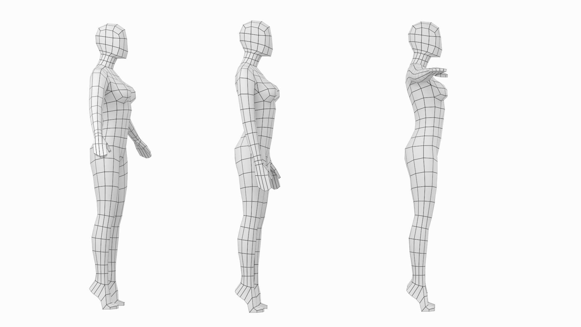 Natural Female on Toes in 3 Modeling Poses Base Mesh - 3D Model by ...