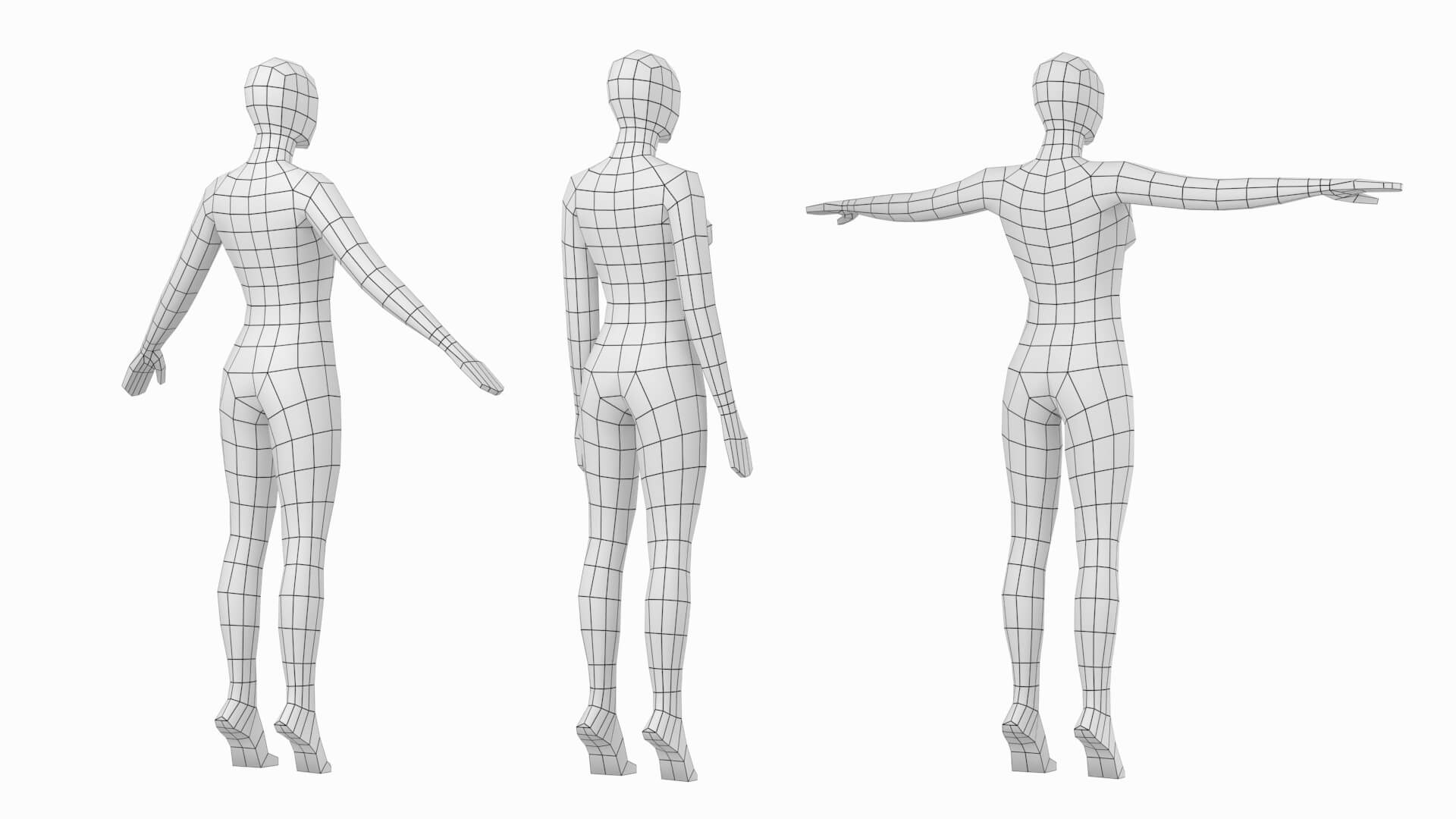 Natural Female on Toes in 3 Modeling Poses Base Mesh - 3D Model by ...