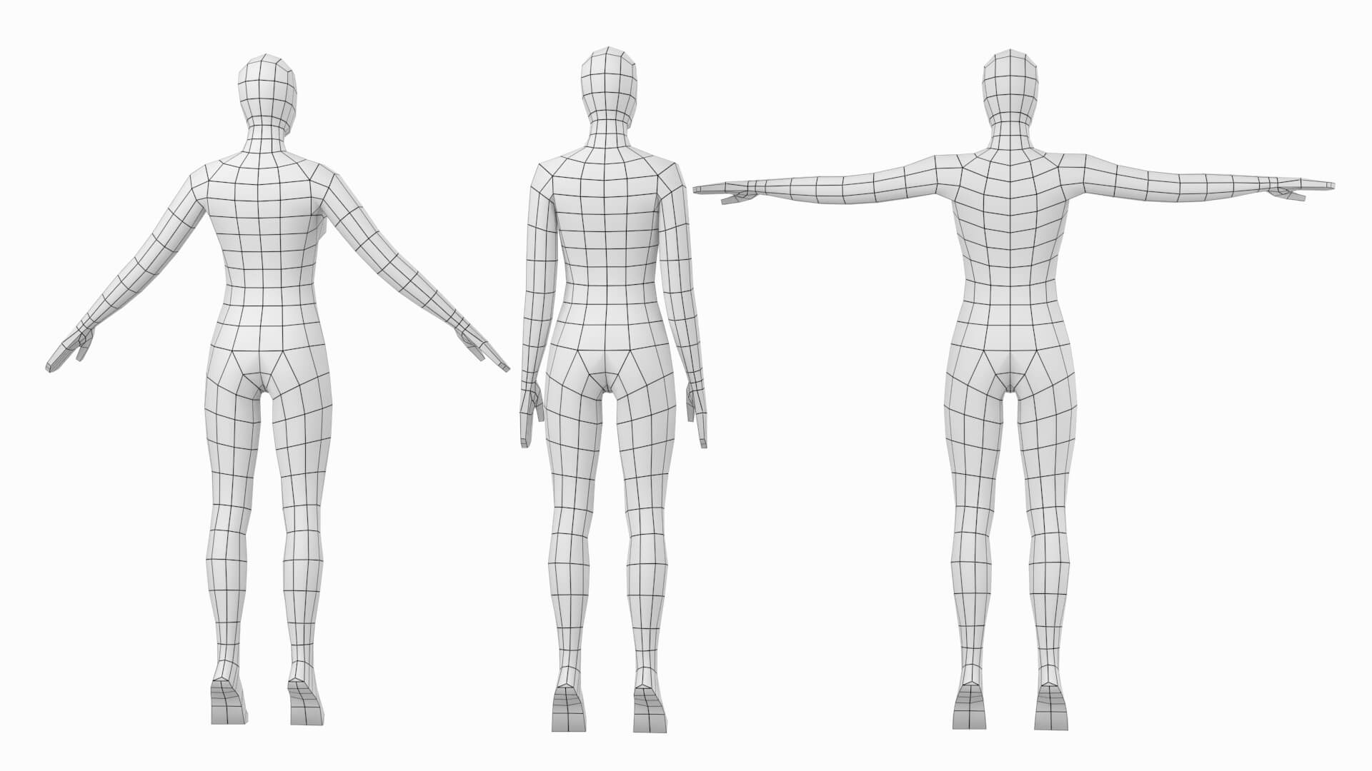 Natural Female on Toes in 3 Modeling Poses Base Mesh - 3D Model by ...