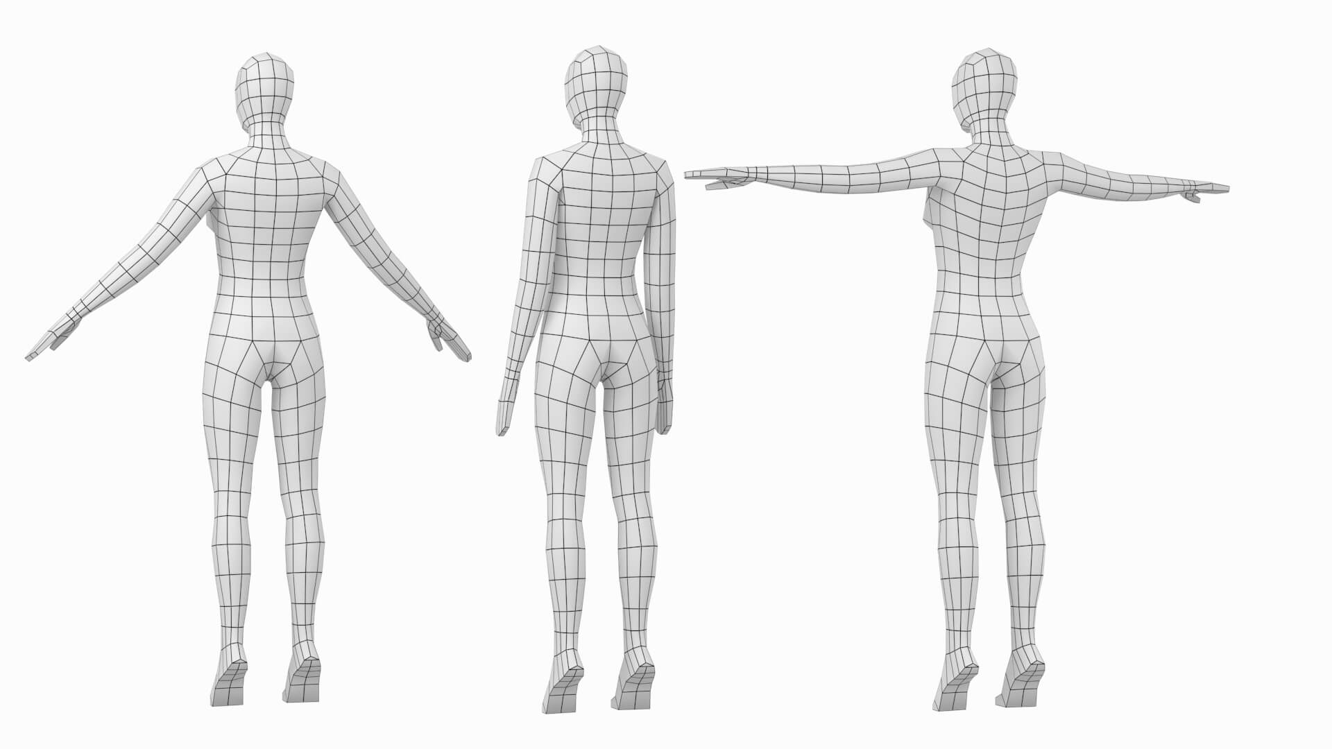 Natural Female on Toes in 3 Modeling Poses Base Mesh - 3D Model by ...