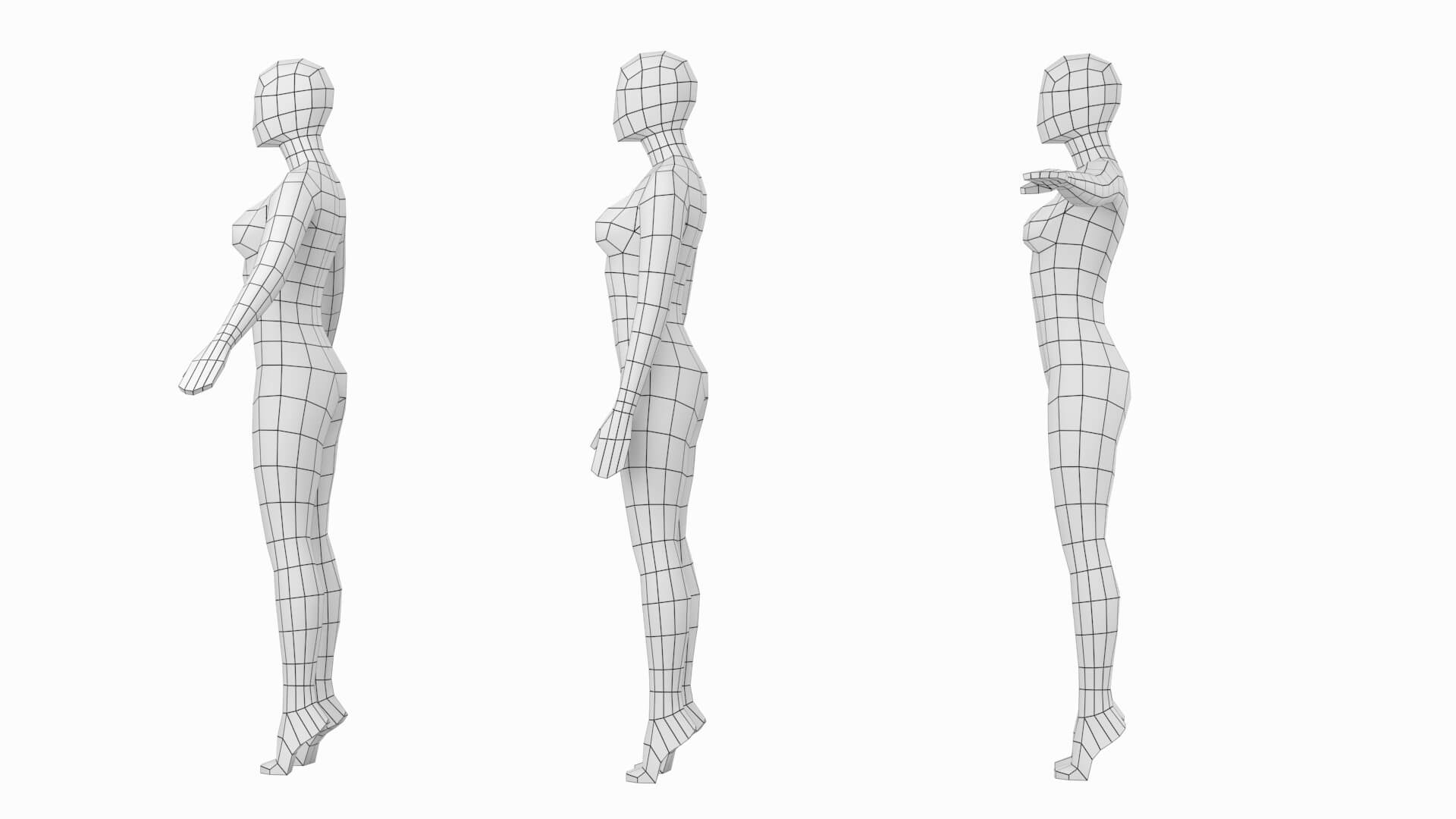 Natural Female on Toes in 3 Modeling Poses Base Mesh - 3D Model by ...