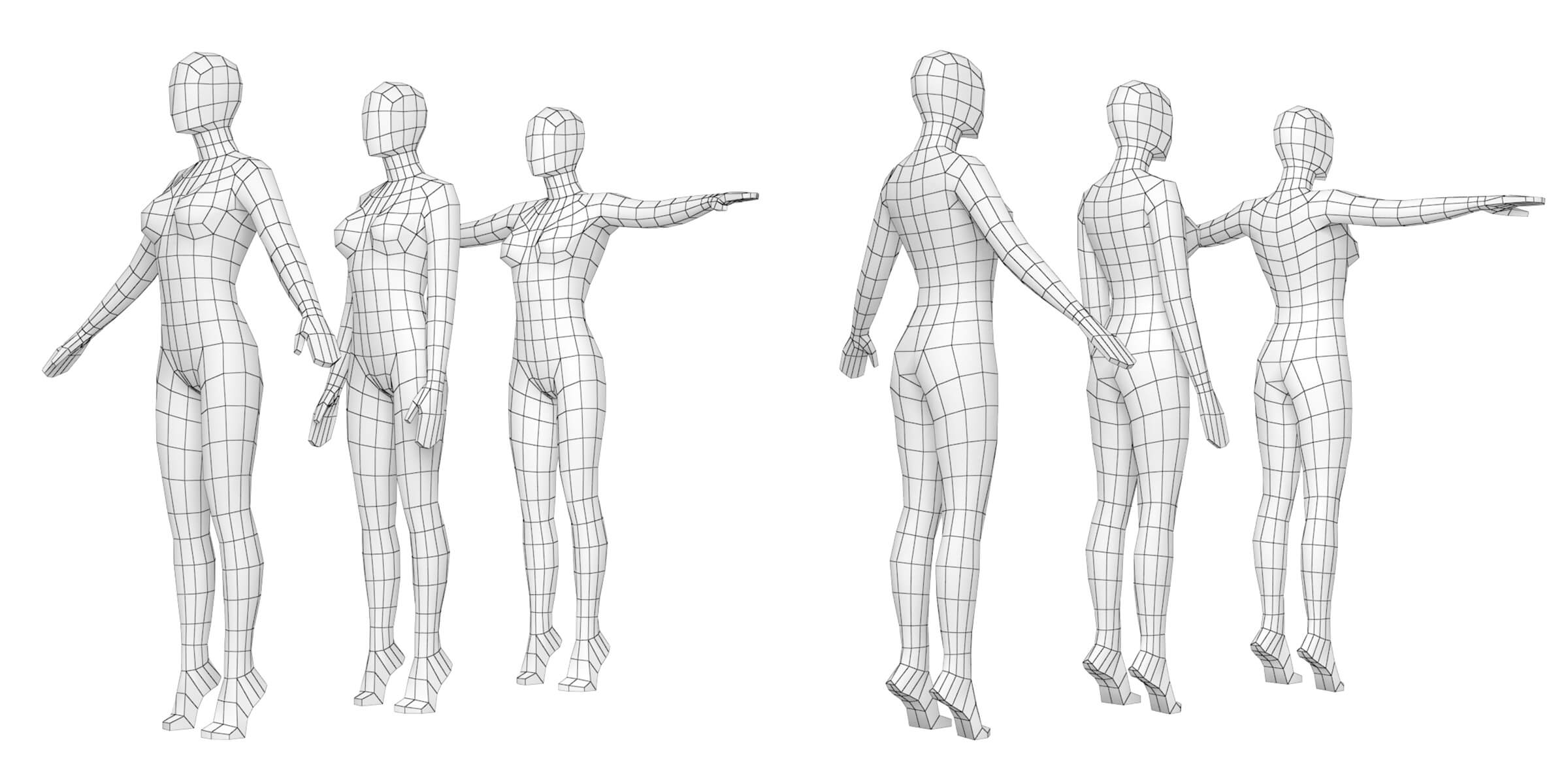Natural Female on Toes in 3 Modeling Poses Base Mesh - 3D Model by ...