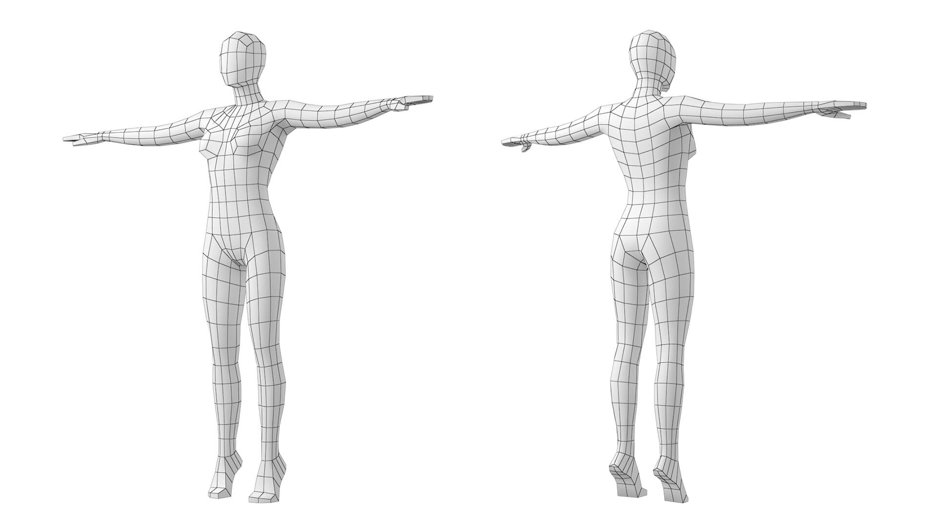 Natural Female on Toes in 3 Modeling Poses Base Mesh - 3D Model by ...