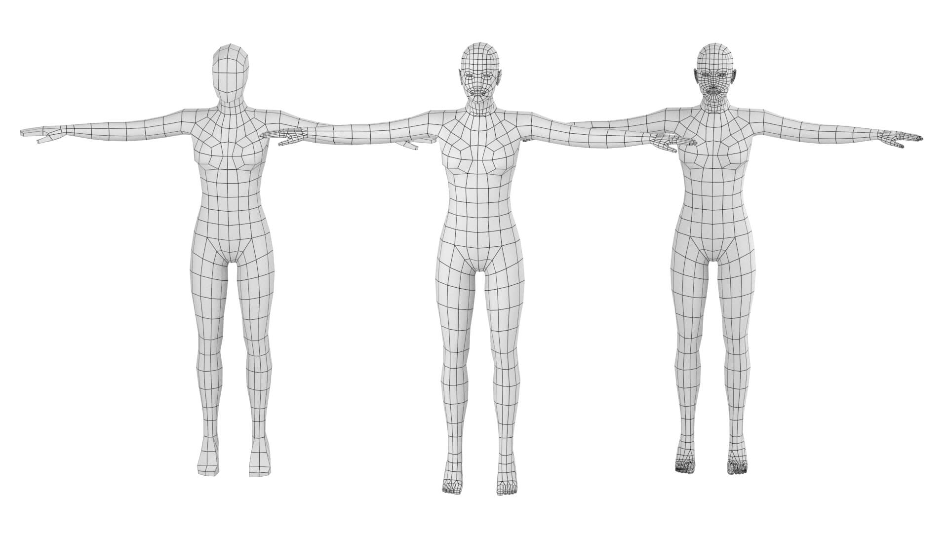 Natural Female on Toes in T-Pose Base Mesh 3D Model by Valerii-Kaliuzhnyi