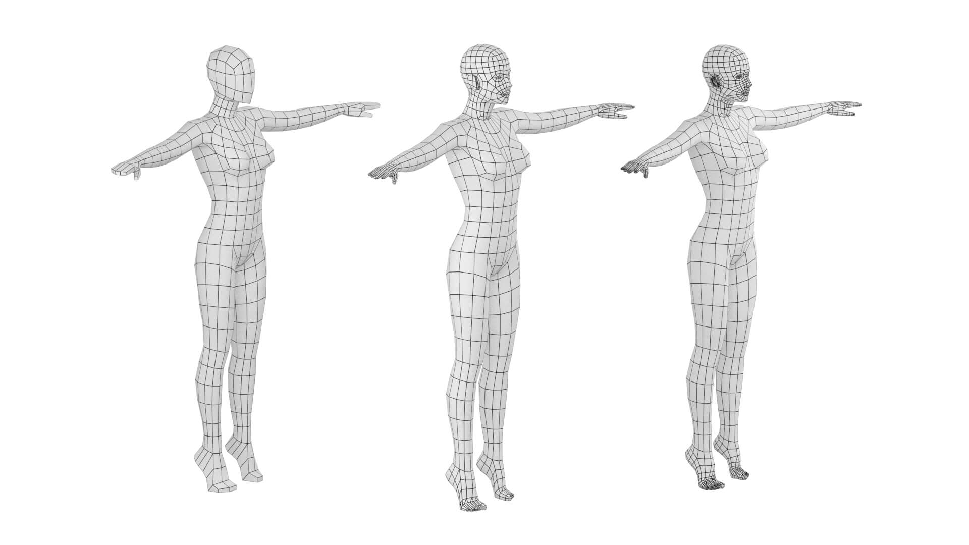 Natural Female on Toes in T-Pose Base Mesh 3D Model by Valerii-Kaliuzhnyi