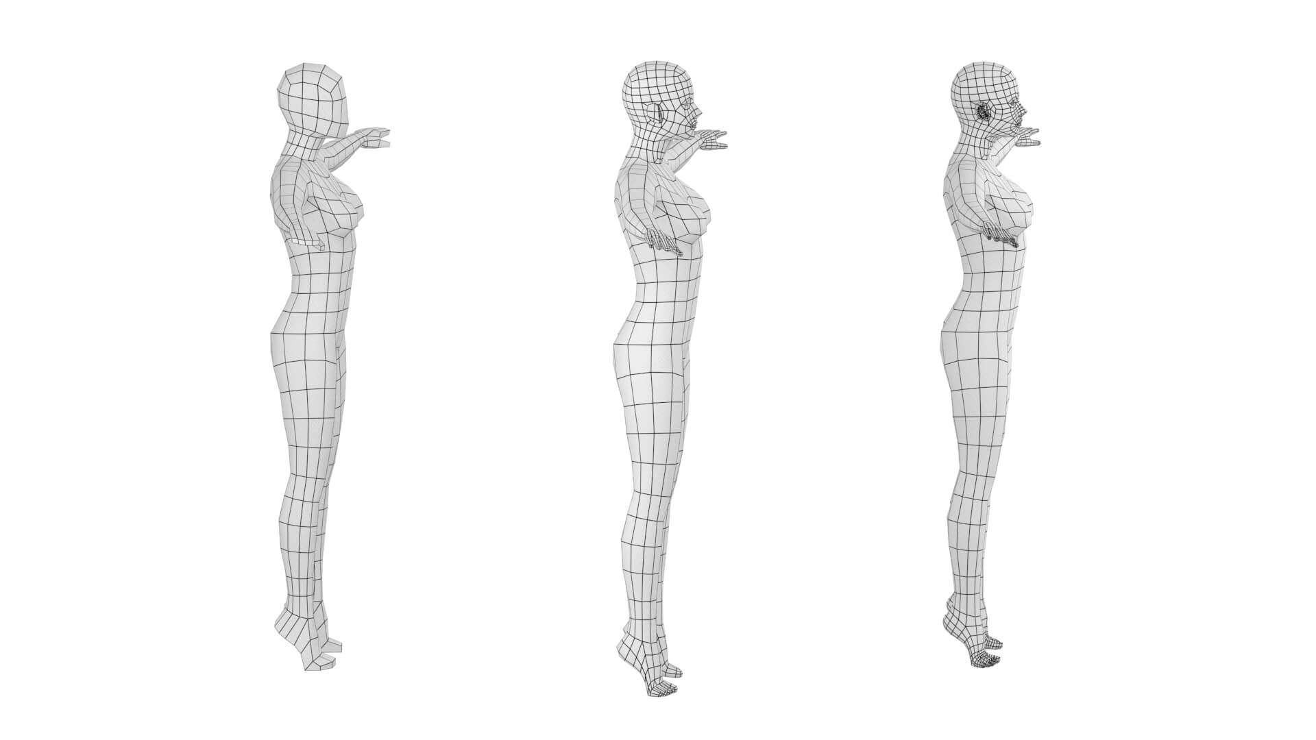 Natural Female on Toes in T-Pose Base Mesh 3D Model by Valerii-Kaliuzhnyi