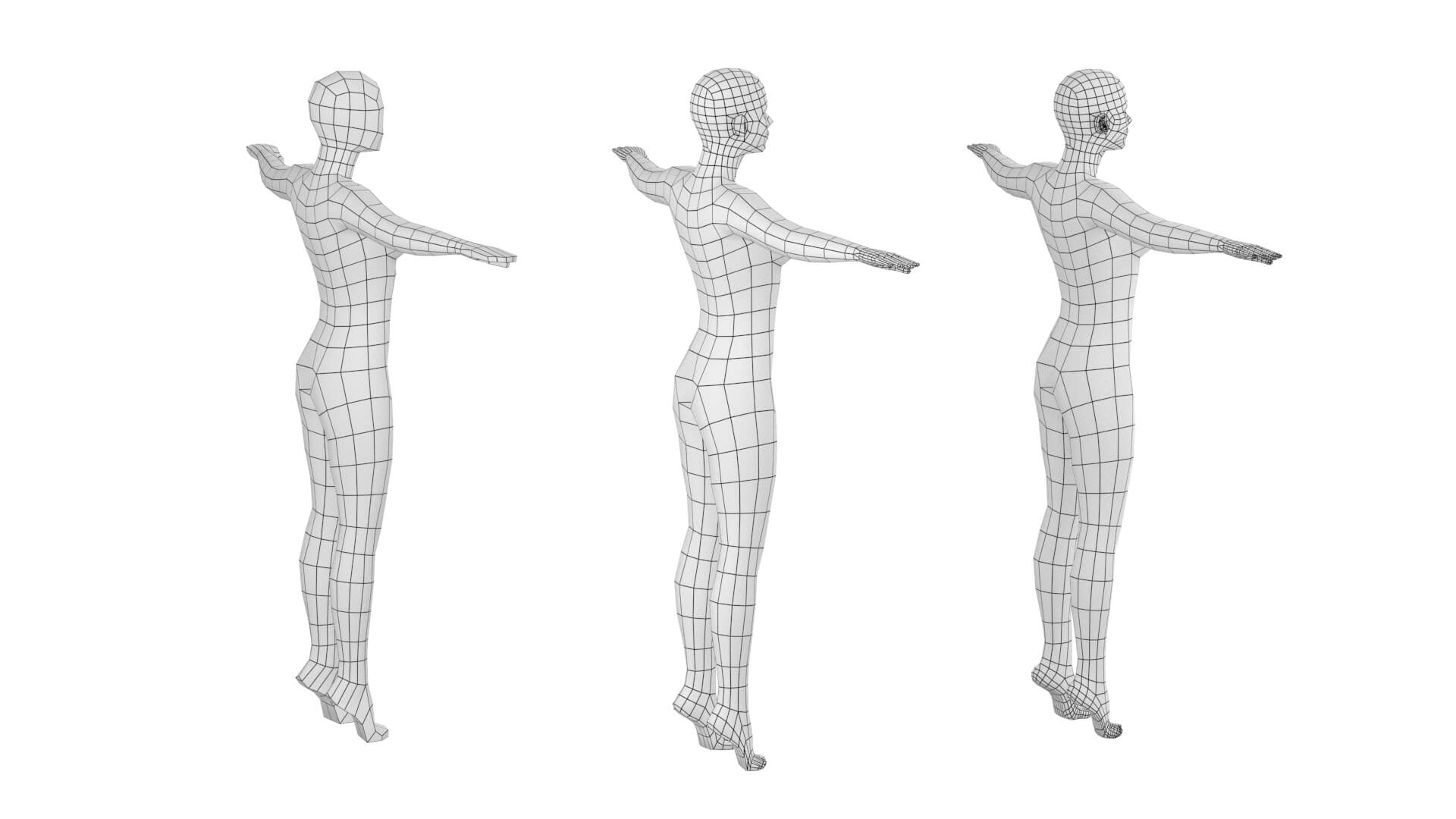 Natural Female on Toes in T-Pose Base Mesh 3D Model by Valerii-Kaliuzhnyi